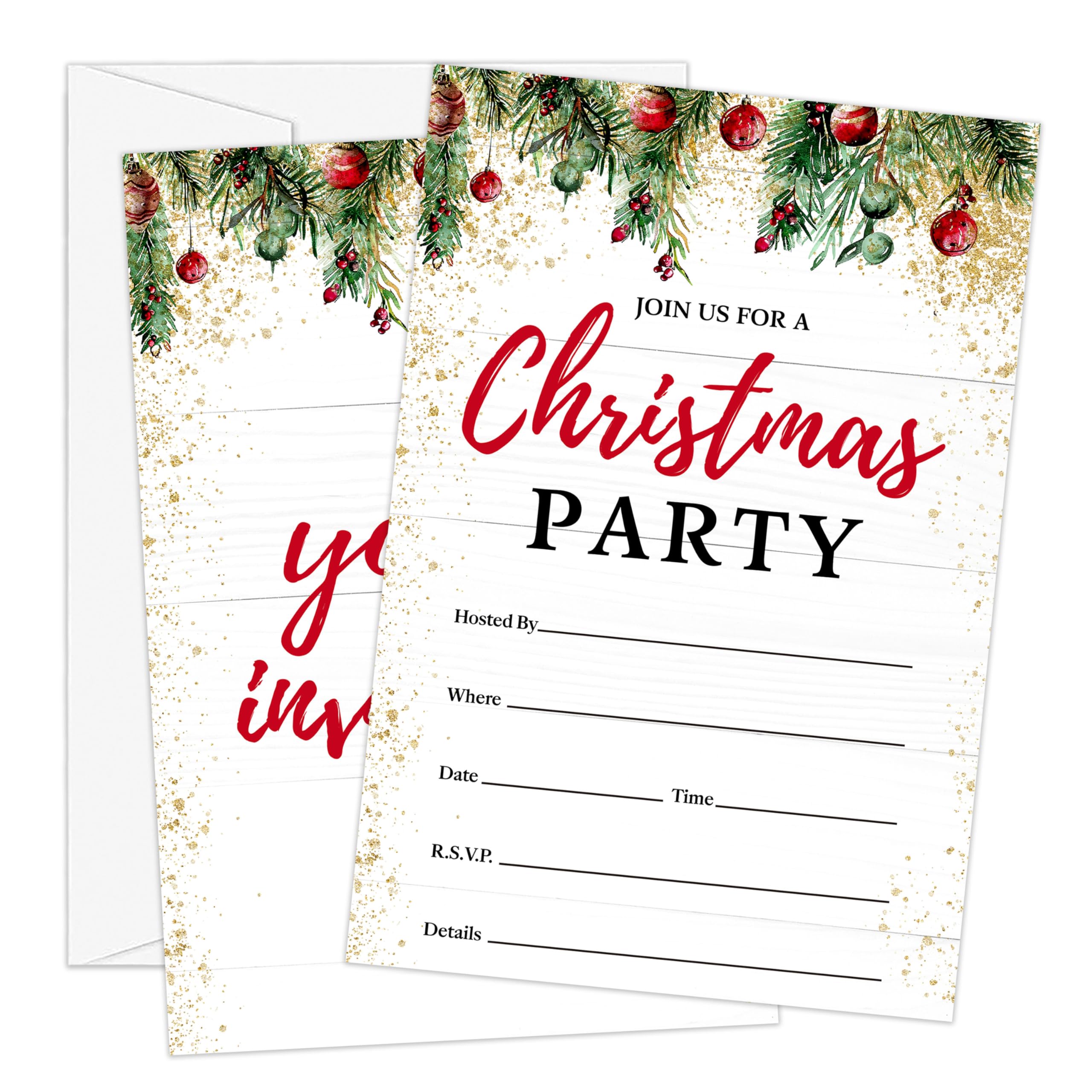 Amazon.com : Beshoul Christmas Party Invitations with Envelopes (25 ...