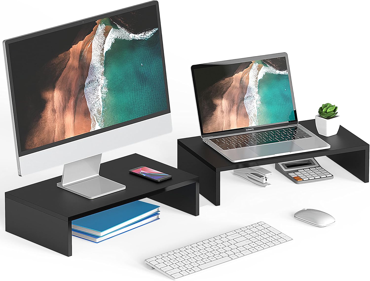 Amazon.com: FITUEYES 2 Pack Monitor Stand - Computer Monitor Riser ...