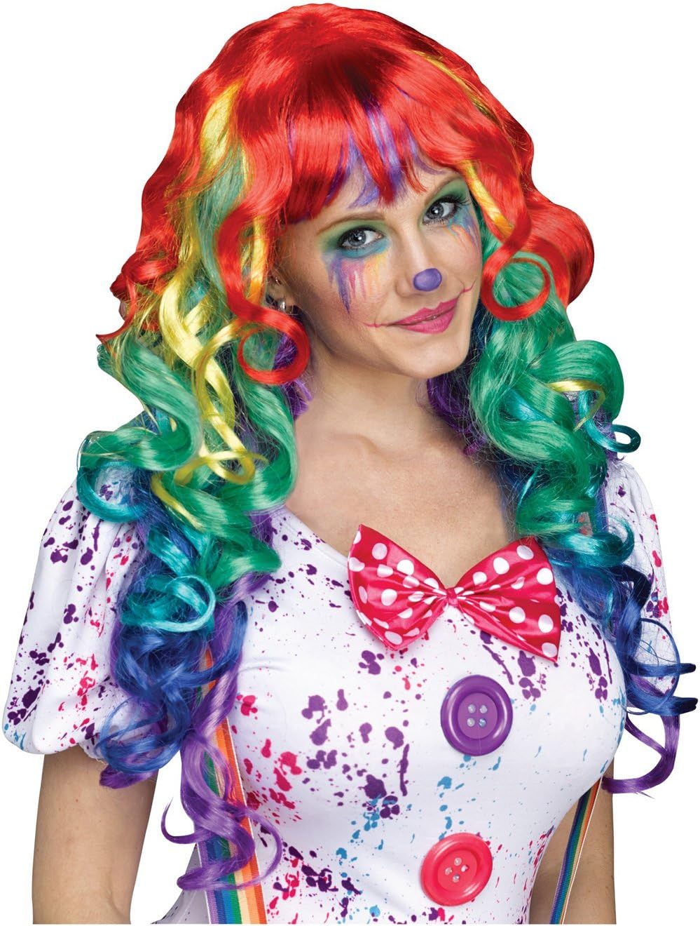Amazon.com: Fun World Unisex-Adult's Rainbow Curlz Wig, Multi, Standard ...