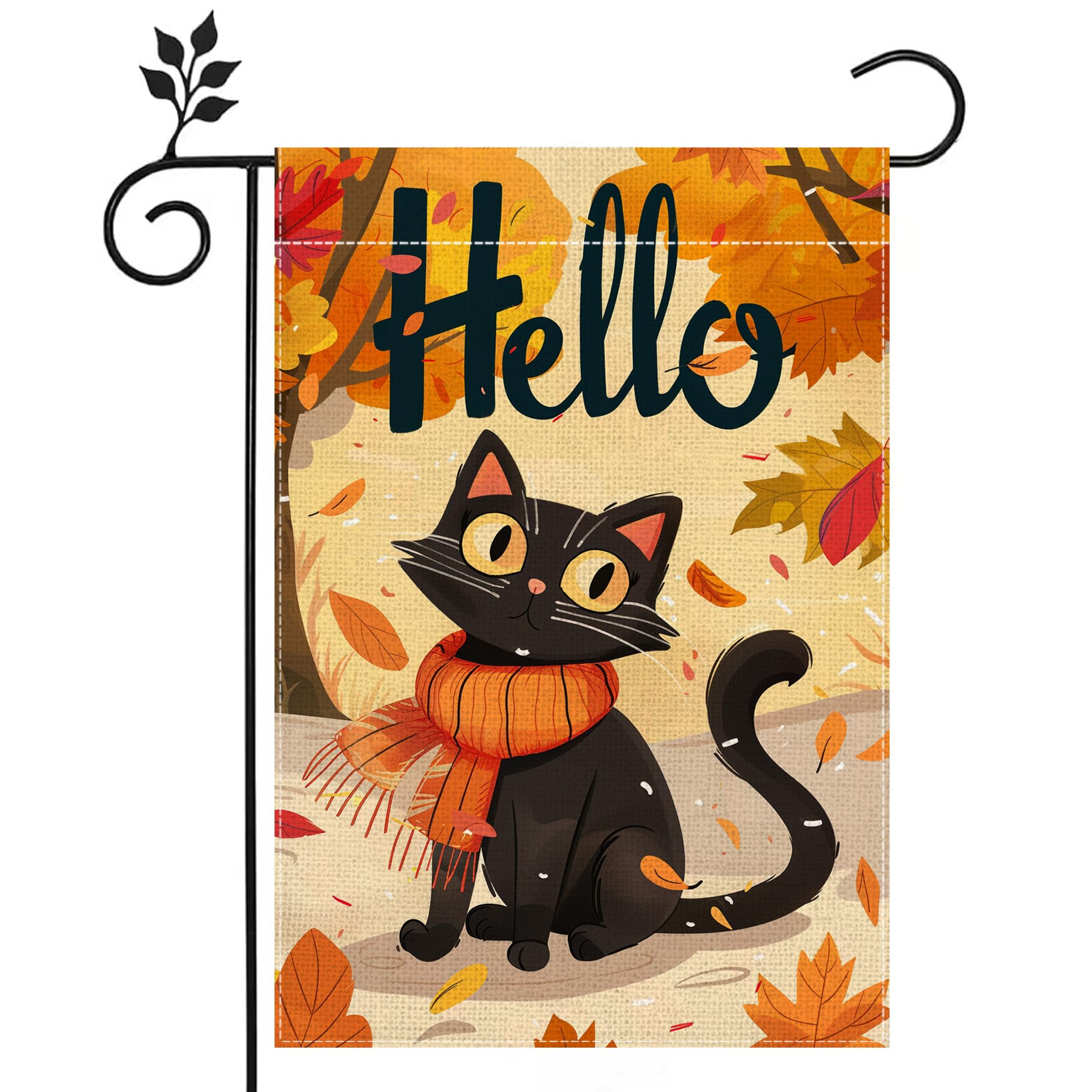 Amazon.com : Fall Cat Garden Flag for Outside, Thanksgiving Maple Leaf ...