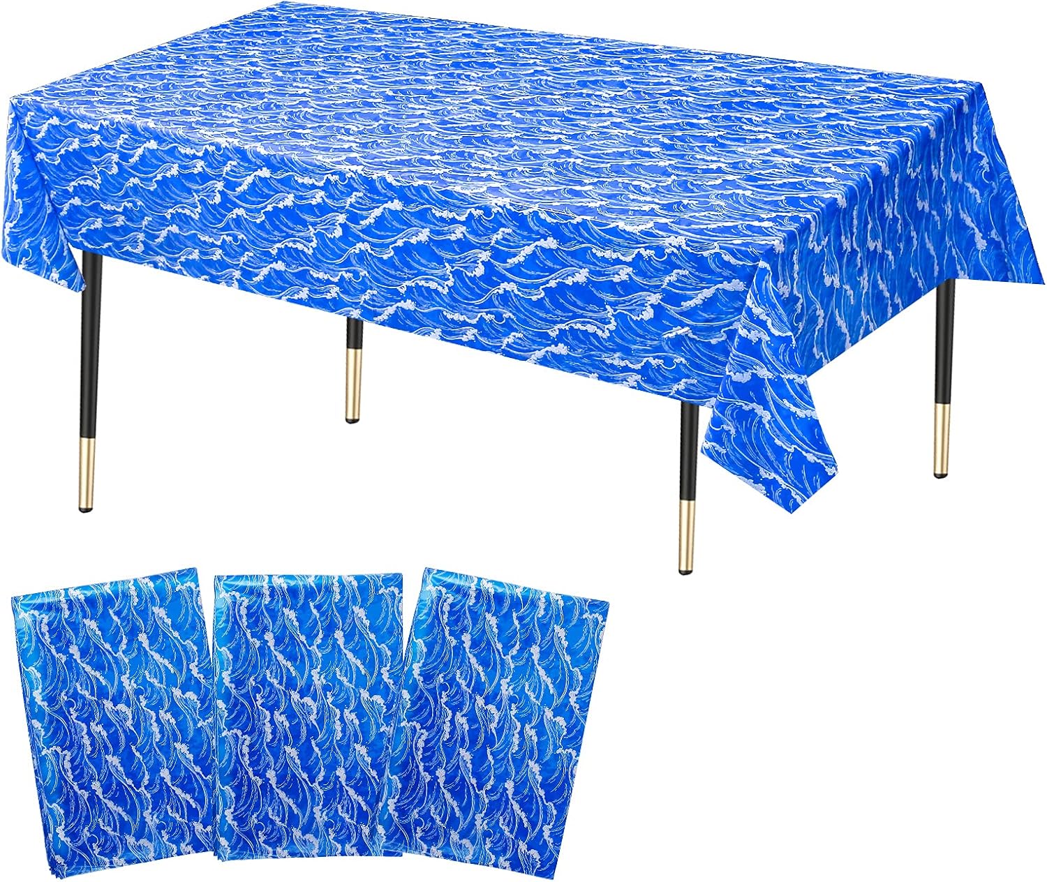 KRUCE Lot De 3 Nappes De F te Sea Waves Couverture De Table En Plastique Sea Waves Fond Bleu kruce-lot-de-3-nappes-de-f-te-sea-waves-couverture-de-table-en-plastique-sea-waves-fond-bleu