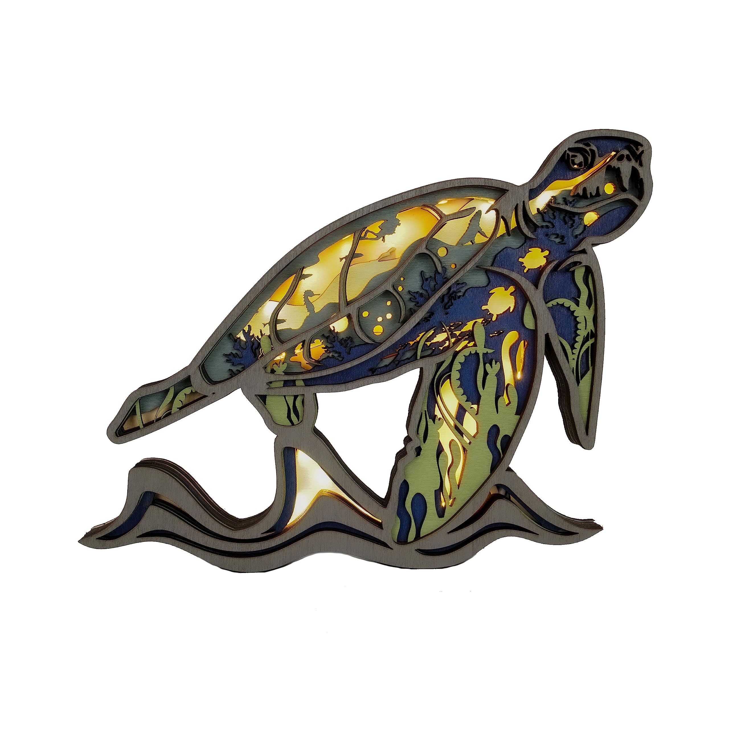 3D Wooden Animals Carving LED Night Light, Wood Carved Lamp Modern ...