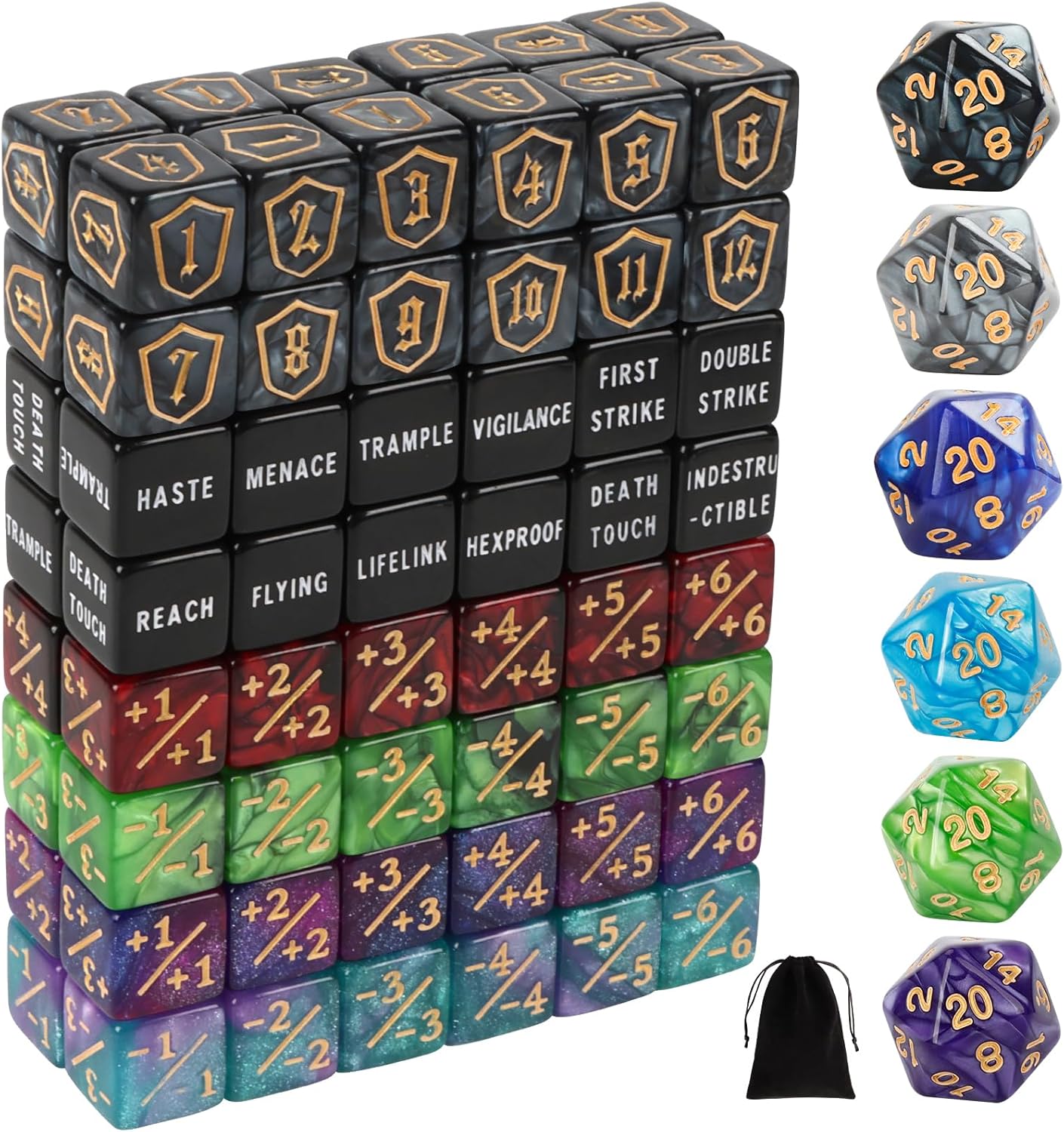 102 Pieces MTG Dice Counters Set Bulk Ability Keyword Tokens Shield ...