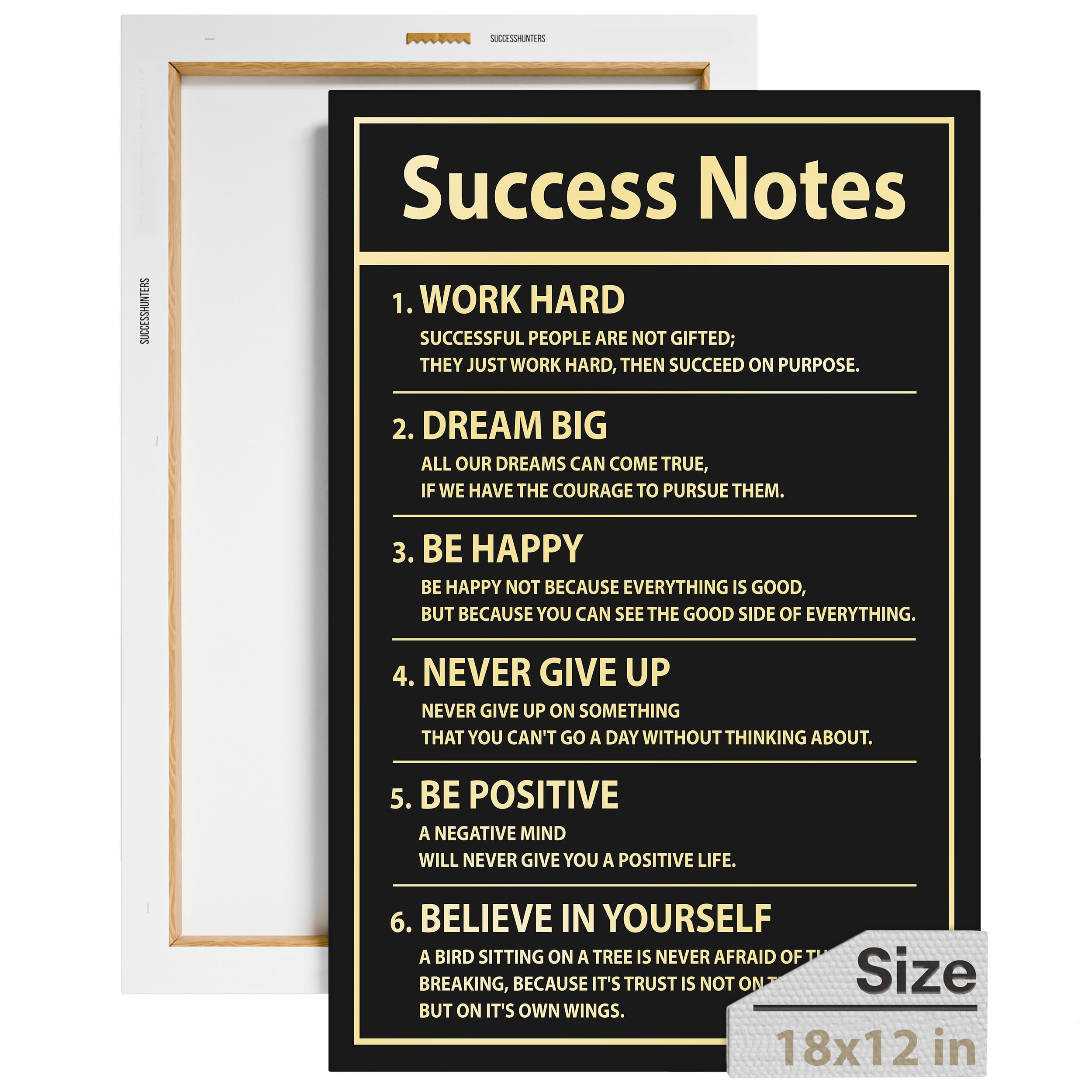 Amazon.com: Success Notes Motivational Wall Art Office Decor Canvas ...