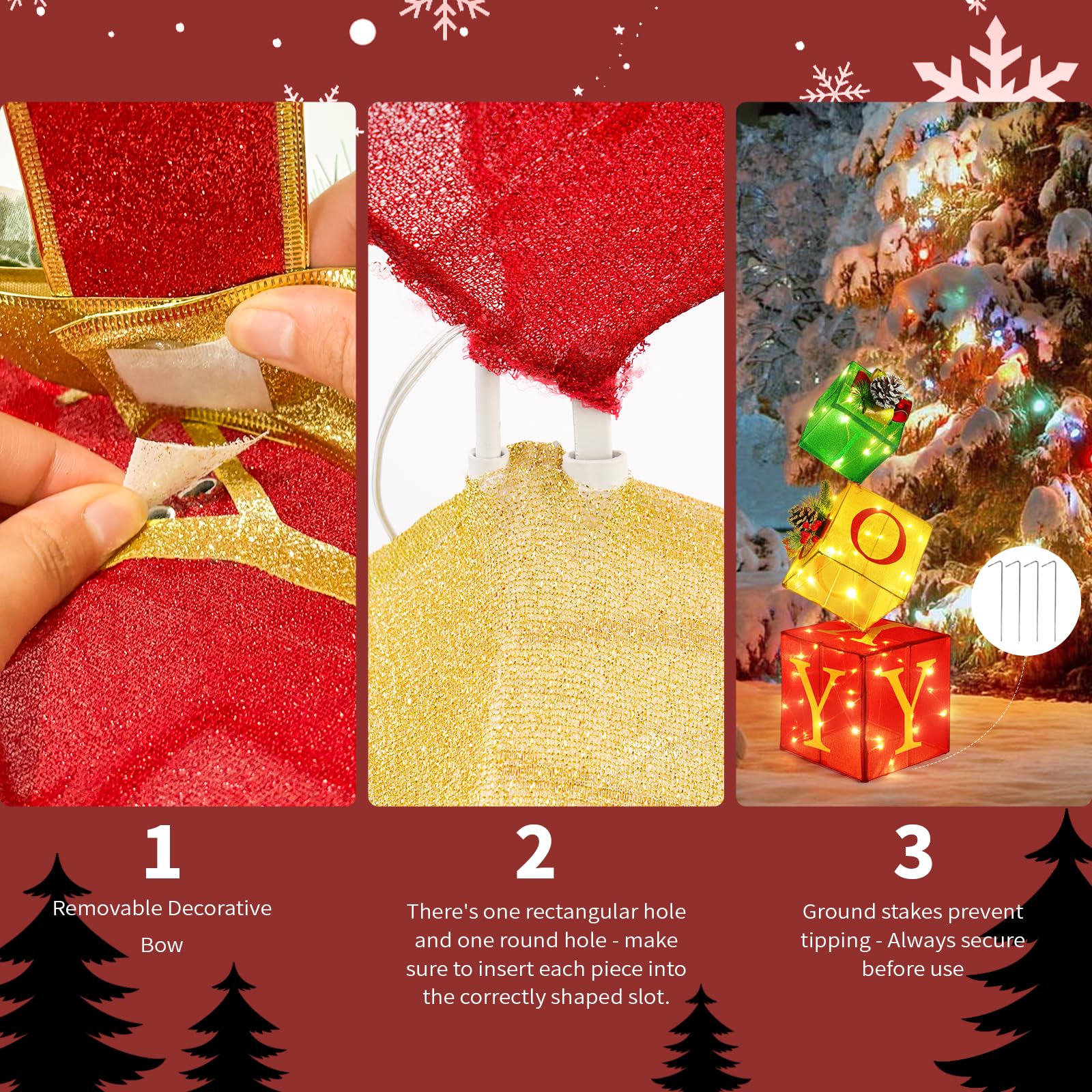 Snapklik.com : COVFEVER Christmas Joy Lighted Gift Boxes Decorations ...