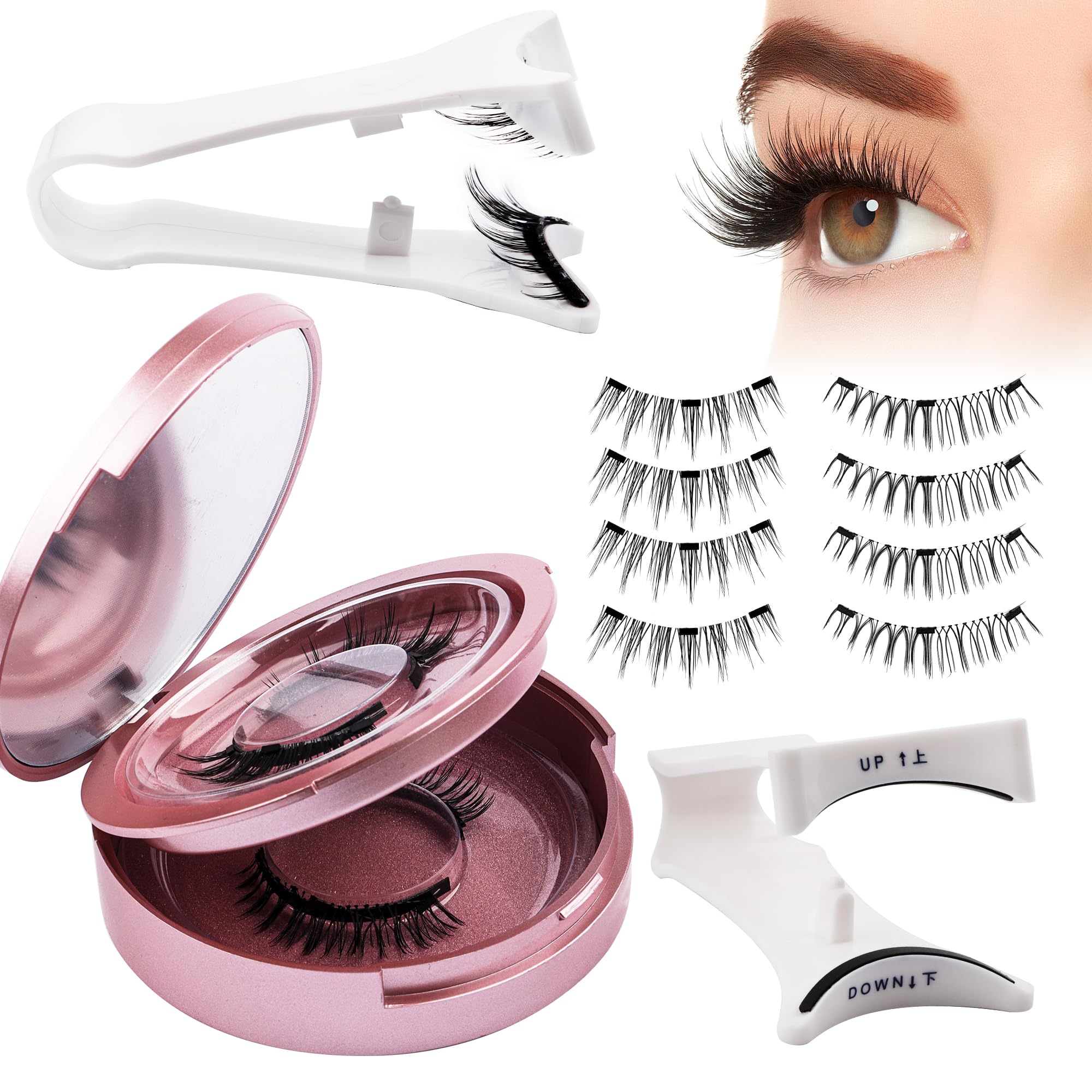 GEMERRY 2 Pair Magnetic Eyelashes Natural Look No Glue or Eyeliner ...