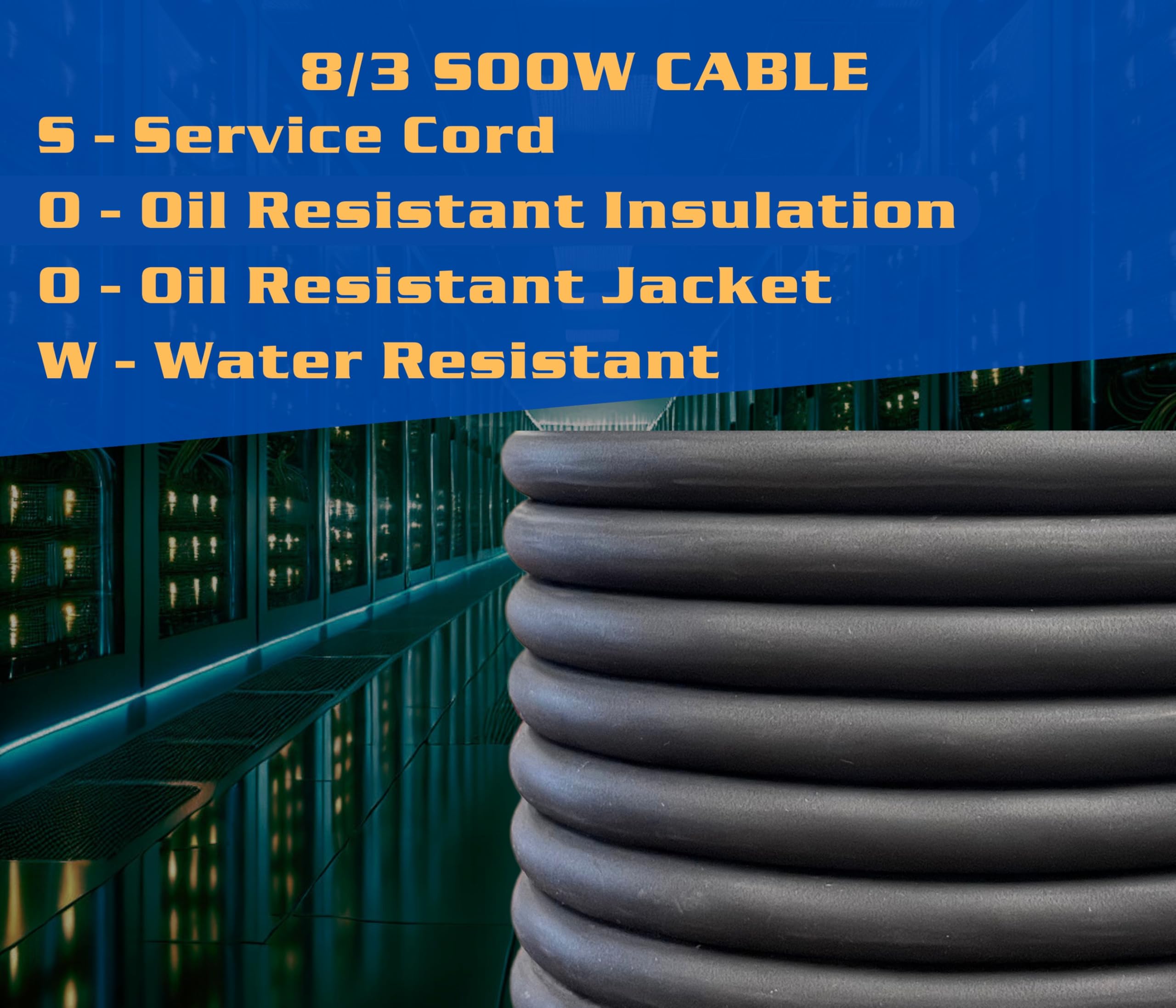 Snapklik.com : 10 Feet 8/3 SOOW Cable Cord Wire - 8 Gauge 8 AWG 3 ...