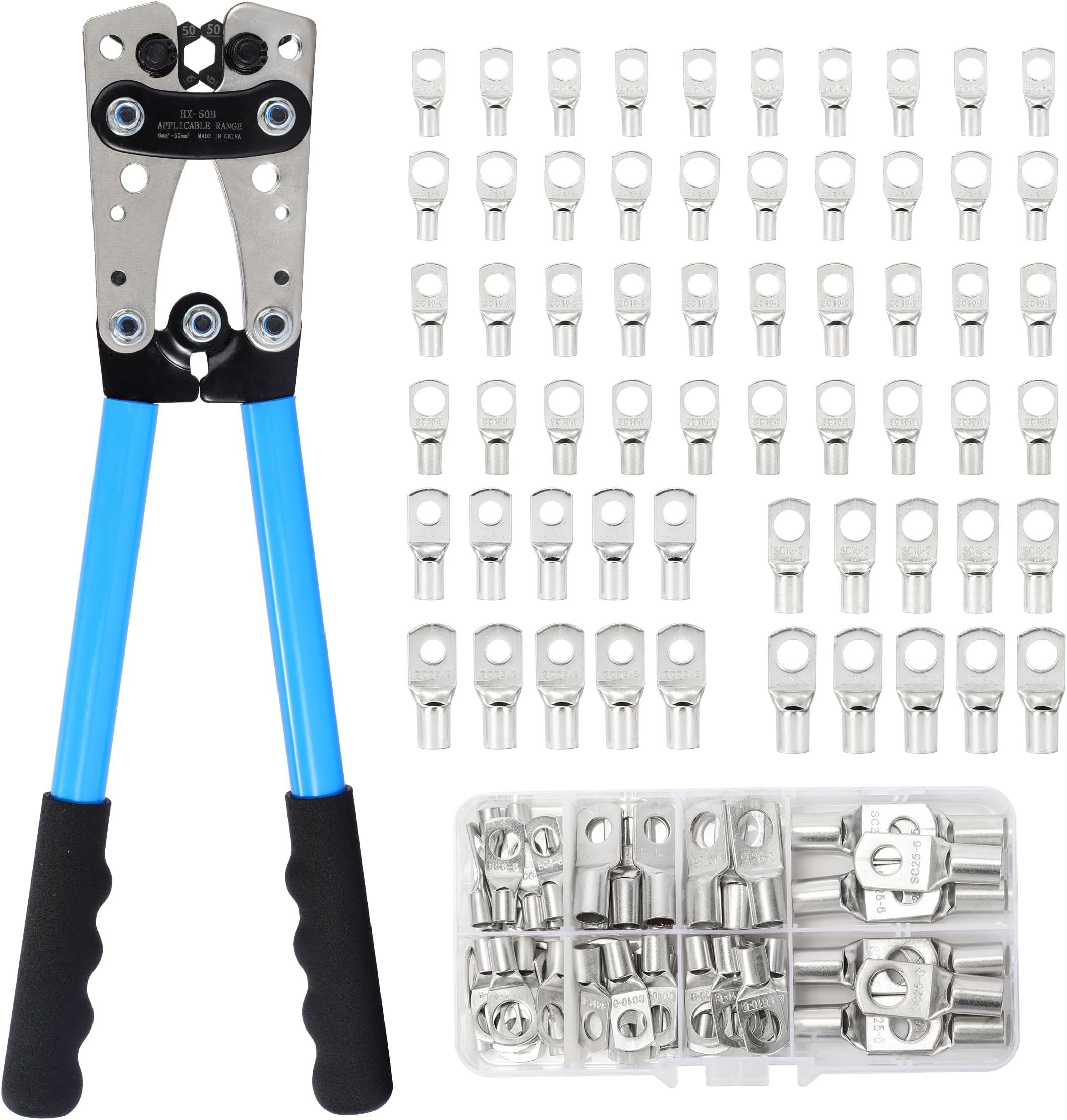 Battery Cable Lug Wire Crimper and Cable Cutter for 0, 1, 2, 4, 6, 8 ...