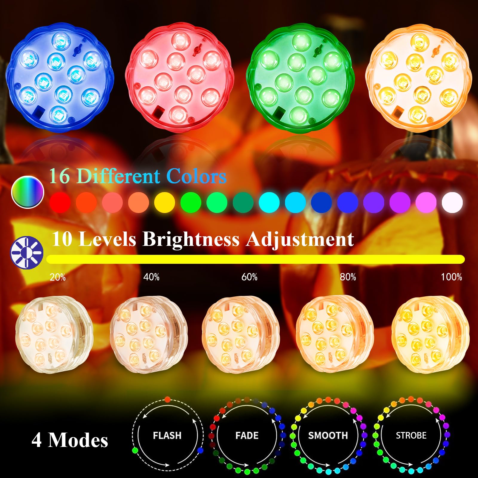 Snapklik.com : Pumpkin Lights For Inside Pumpkin, 16 Color Changing ...