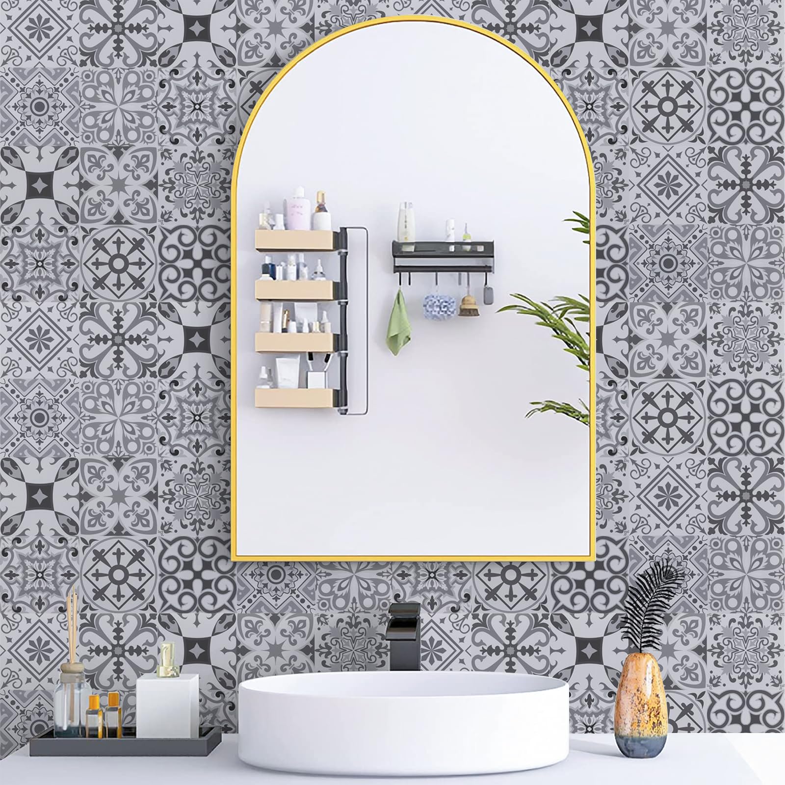 Snapklik.com : Kitchen Contact Paper Waterproof, Vinyl Film Gray Tile ...