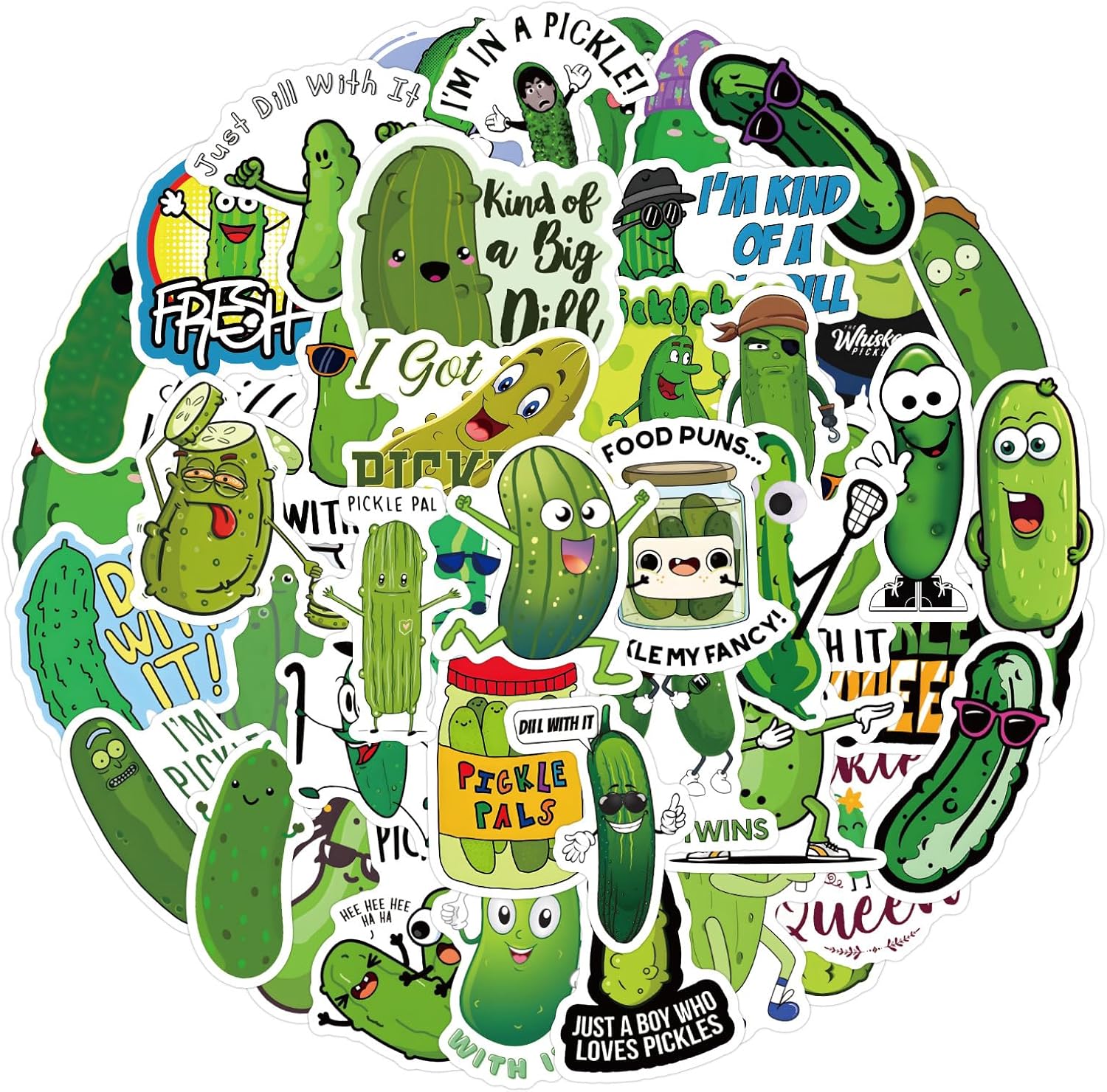 Amazon.com: 60Pcs Pickle Aesthetics Cartoon Stickers Pack Vinyl ...