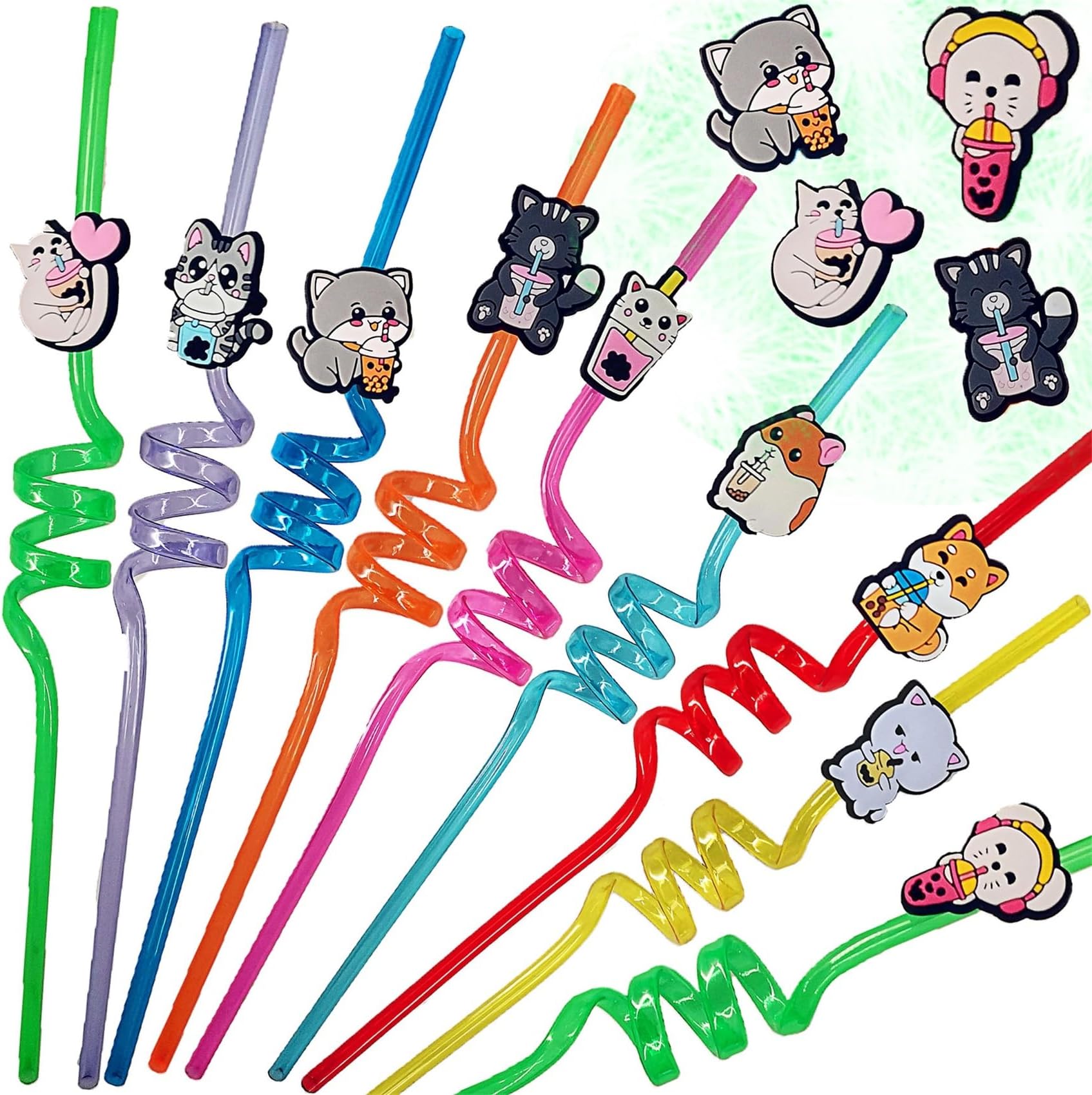 Amazon.com: 24 packs Bulk Ocean turtle Reusable Plastic Straws For ...