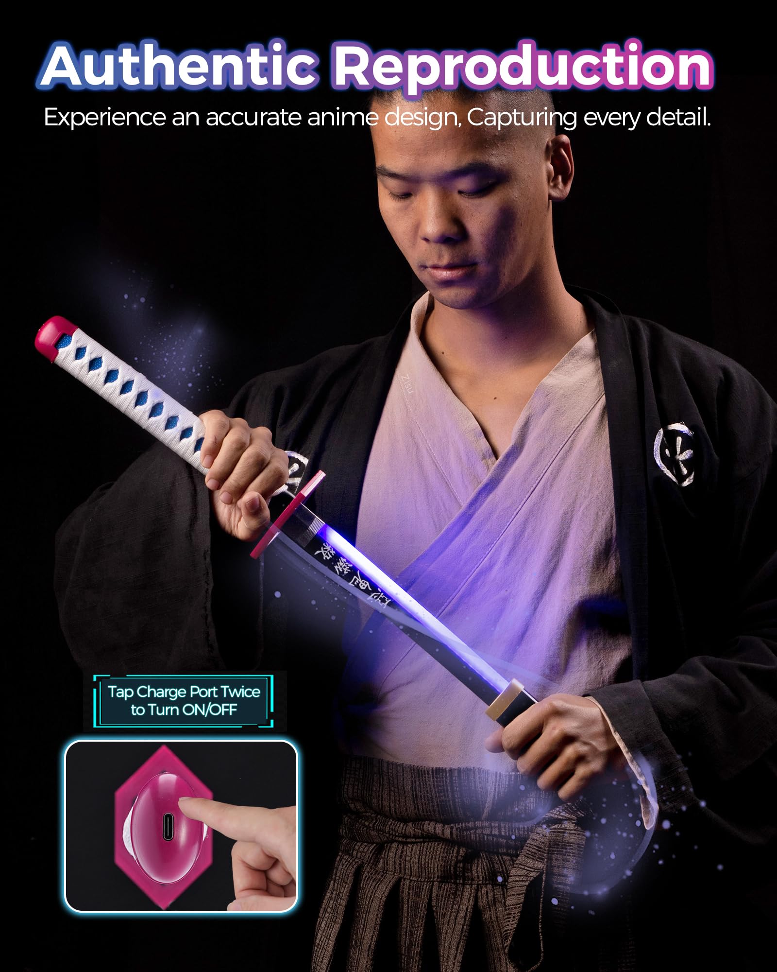 Snapklik.com : Zisu Light Up Giyu Sword - 40-Inch Sword