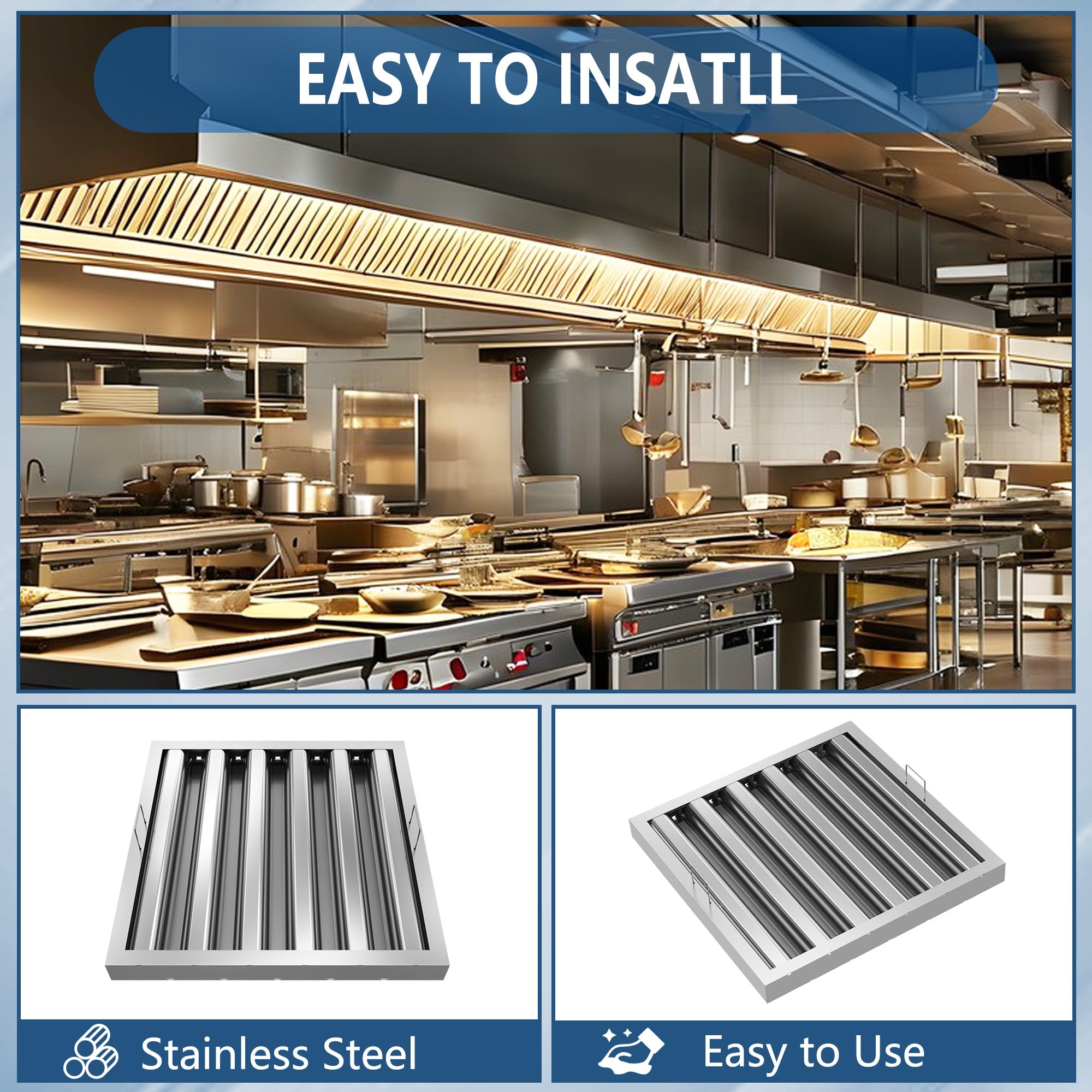 Snapklik.com : Stainless Steel Commercial Kitchen Hood Filter 19.5W X ...