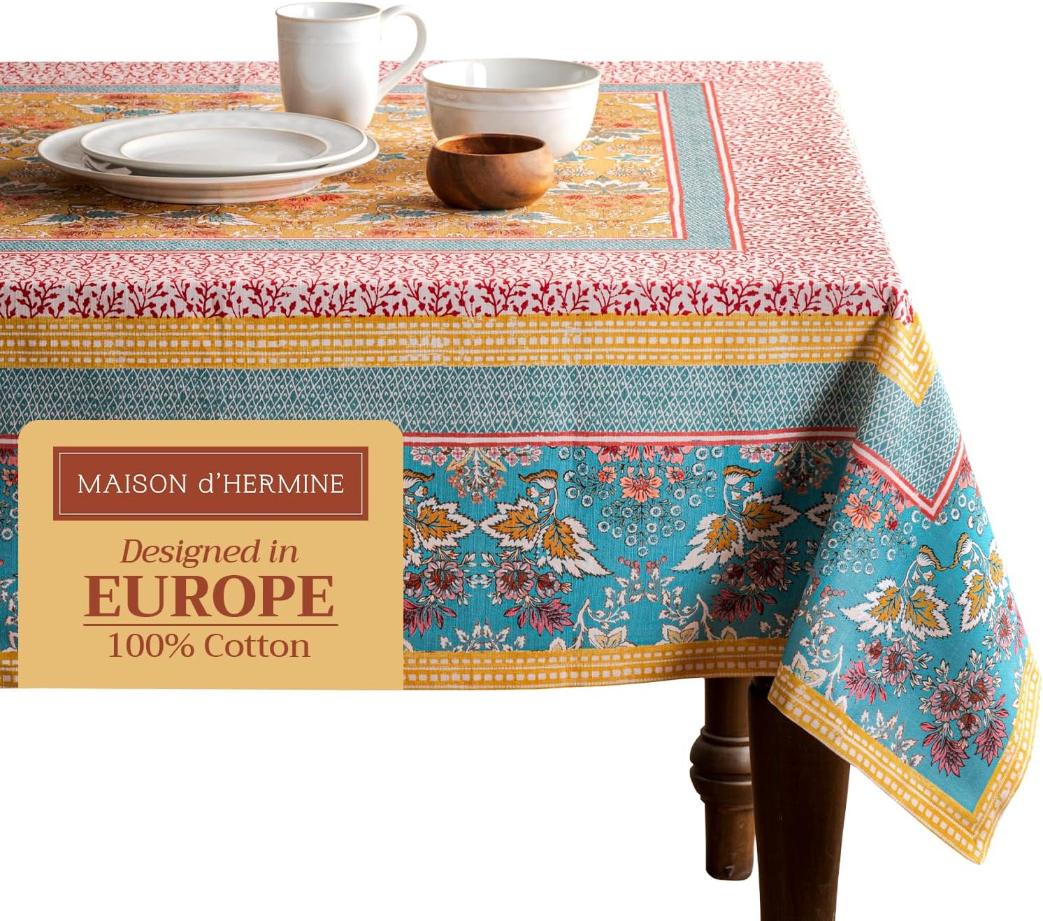Amazon.com: India Arts Geometric Pattern Square Cotton Tablecloth 70" x ...