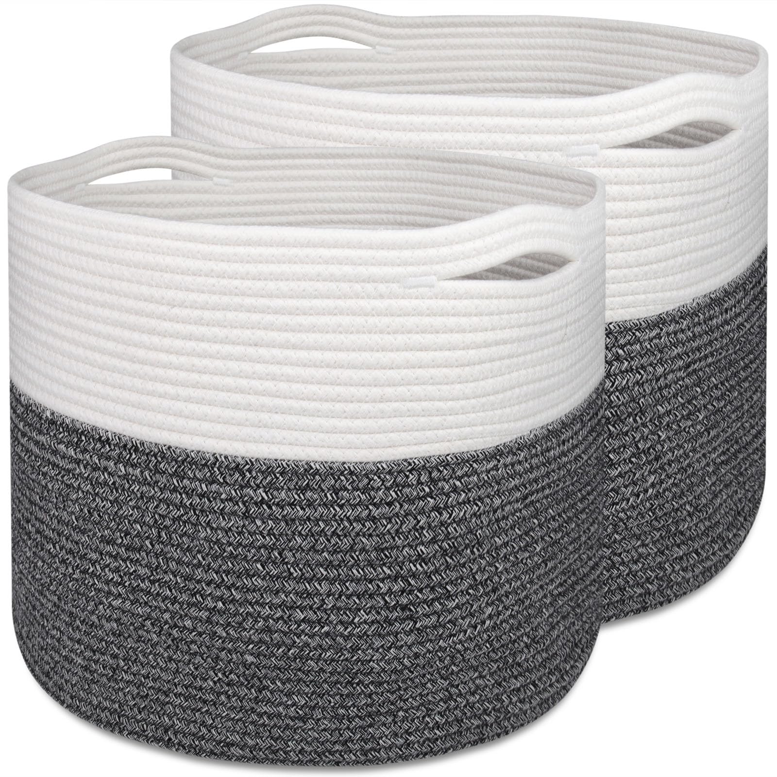 MicroIdeas 2 PCs Large Storage Basket 15.8x13.8in, Blanket Baskets ...