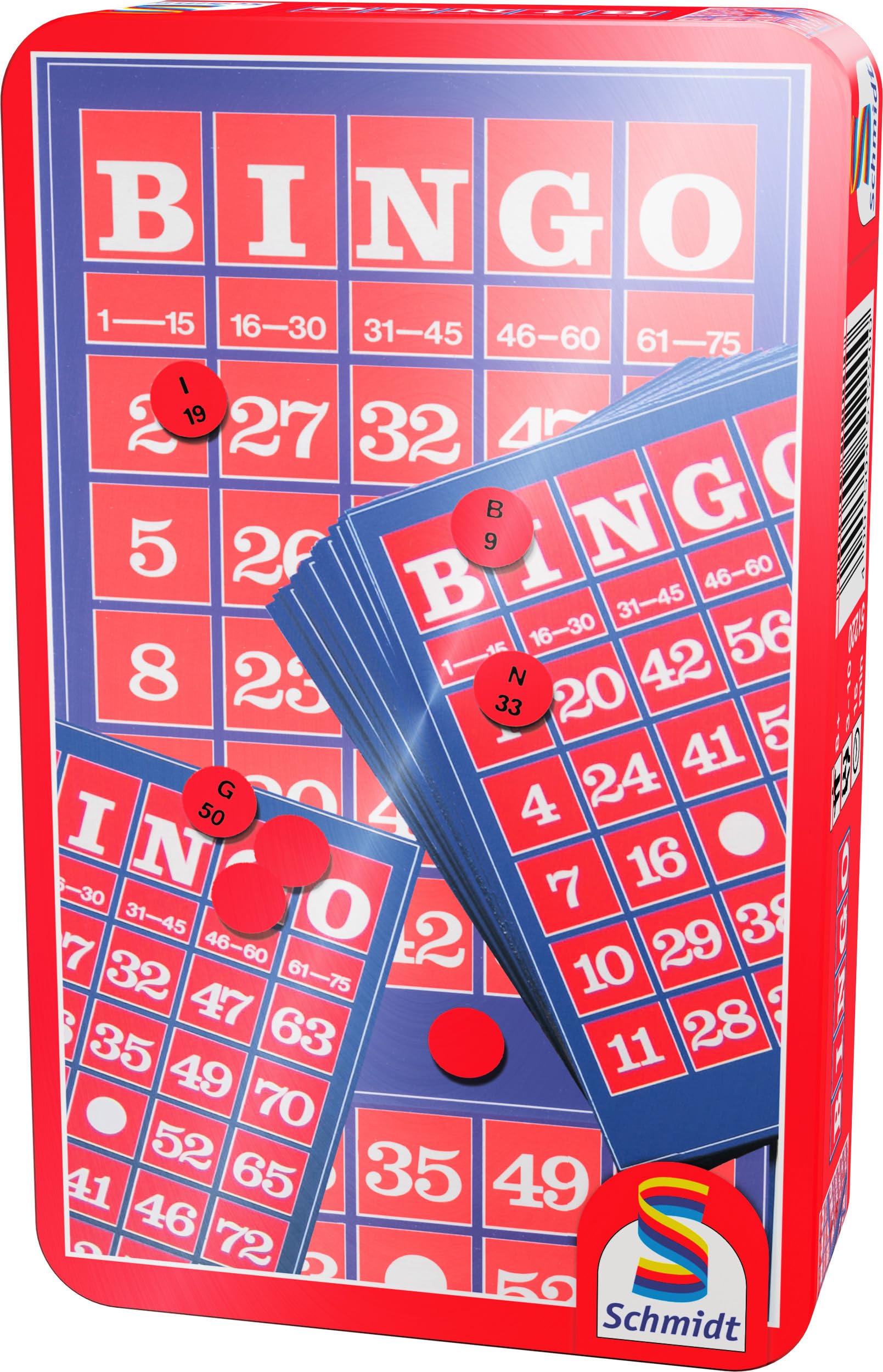Schmidt Spiele - Bingo Game Set with Tin Case - Travel Game 10 Cards ...