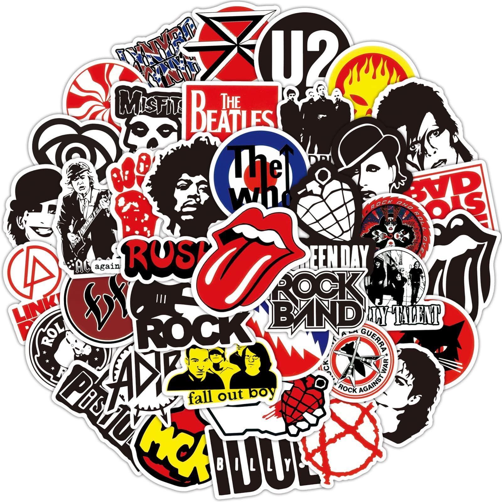Rock Band Aufkleber, 100 Stück Rock Band Punk Sticker, Classic Rock ...
