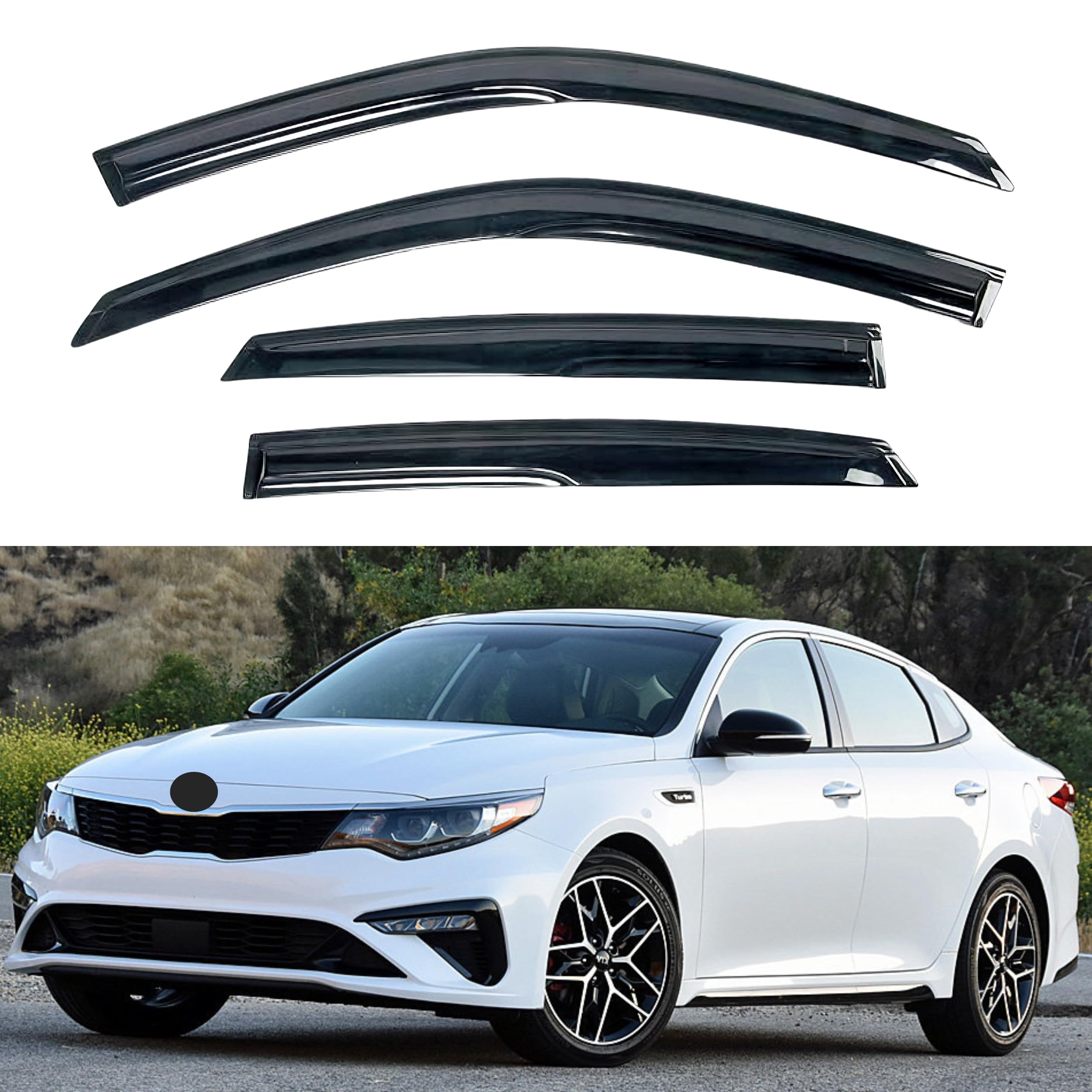 KPY Window Visor Compatible with Kia Optima 2016-2020 (Excludes Hybrid ...