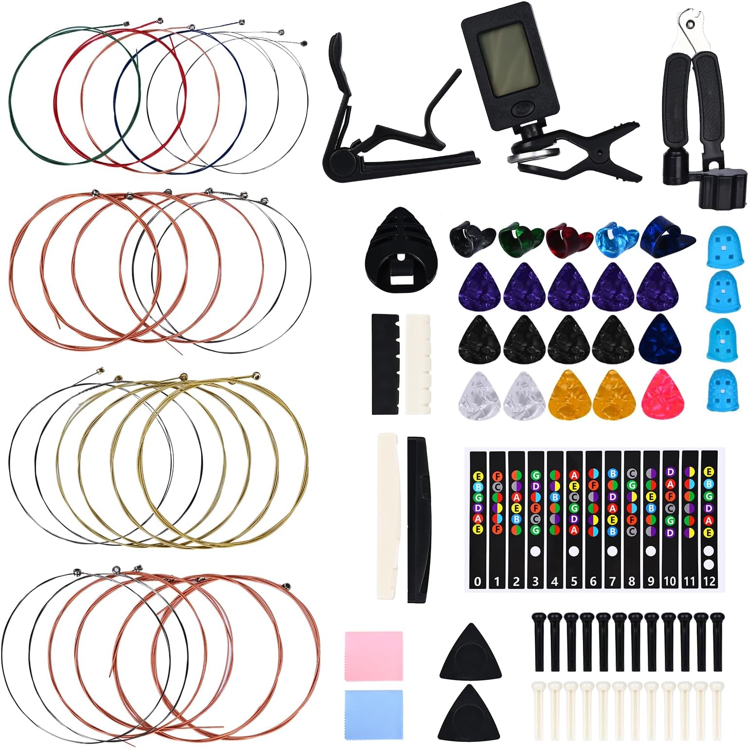 Amazon.com: 66PCS Guitar Accessories Kit, Acoustic Guitar Changing Tool ...