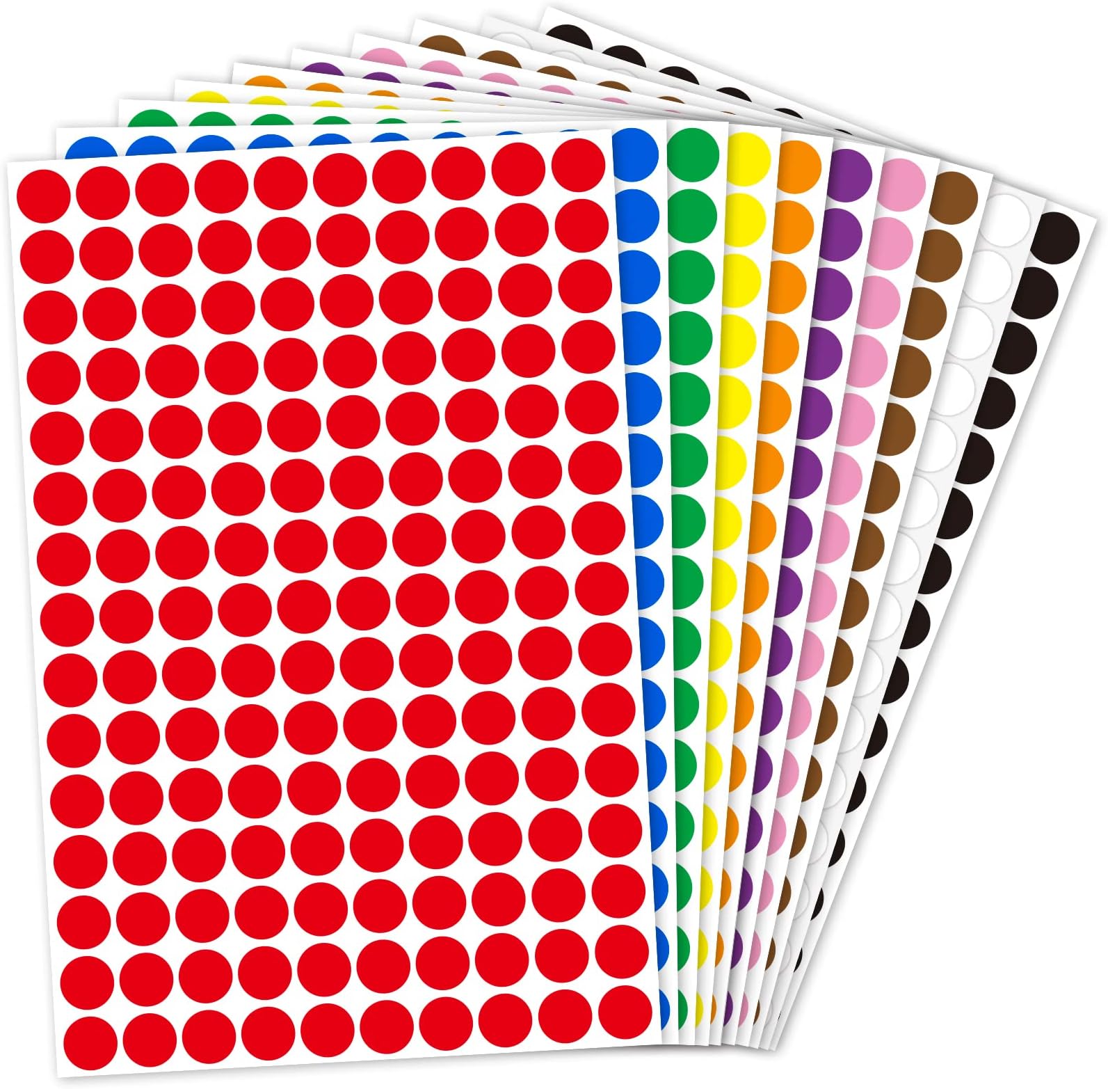 Amazon.com : 3000 Pack, 0.375" Round Colored Dot Stickers Labels - 10 ...