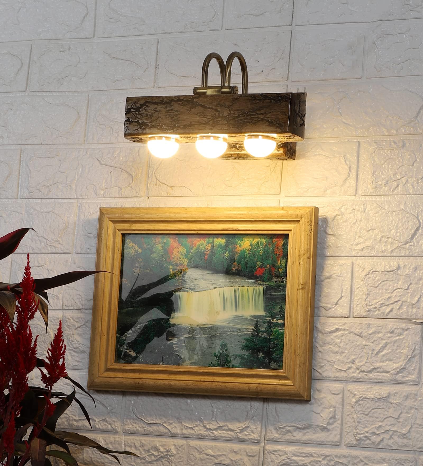 Buy Gifty Handmade Carved Mango Wood Wall Light Lamp | Mirror/Vanity ...