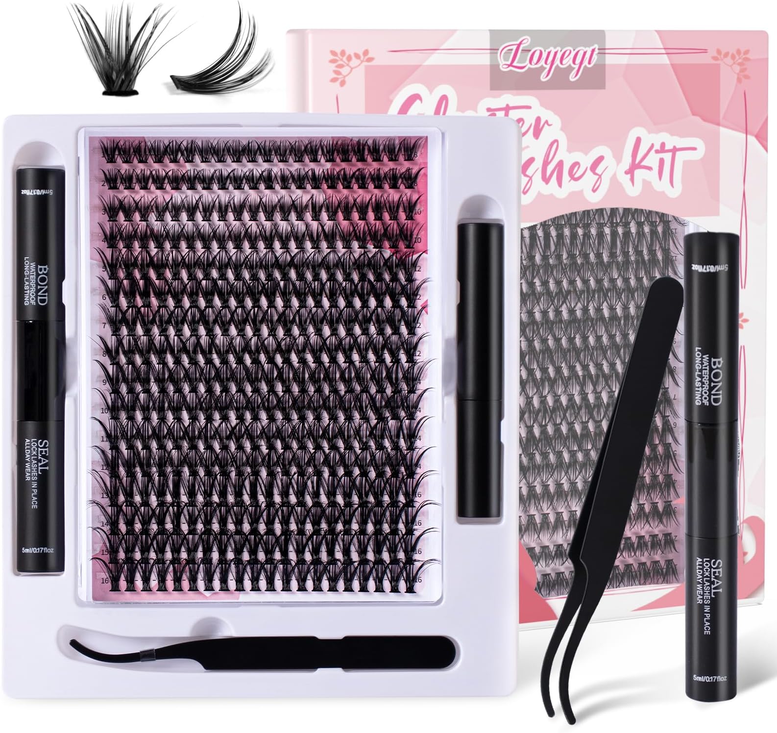 Amazon.com: Loyegt Lash Extension Kit, 320 Pcs Lash Clusters Individual ...