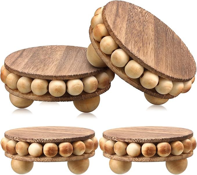 Amazon.com: 4 Pieces Wood Riser for Decor Round Wooden Risers for ...