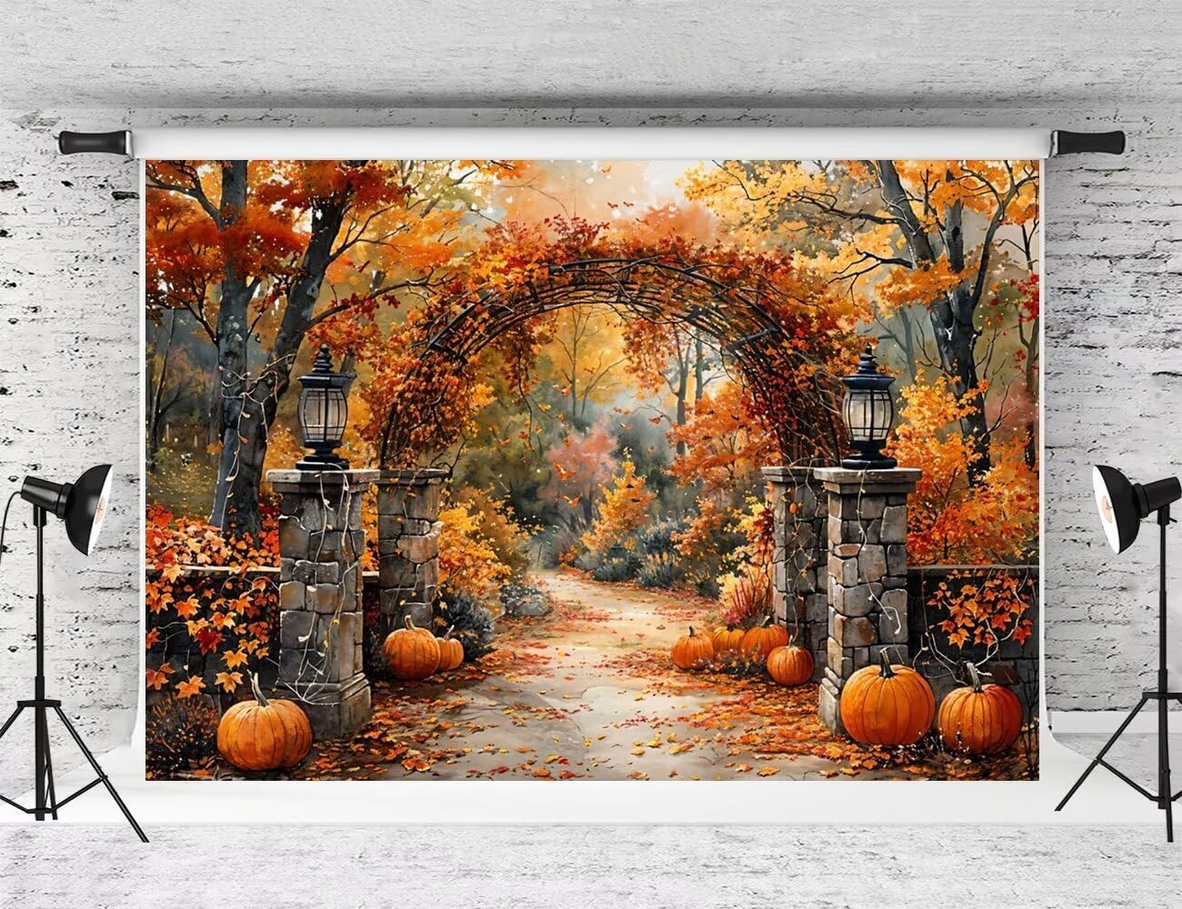 Amazon.com : Kate Fall Arch Gate Photo Backdrop Retro Watercolor Autumn ...