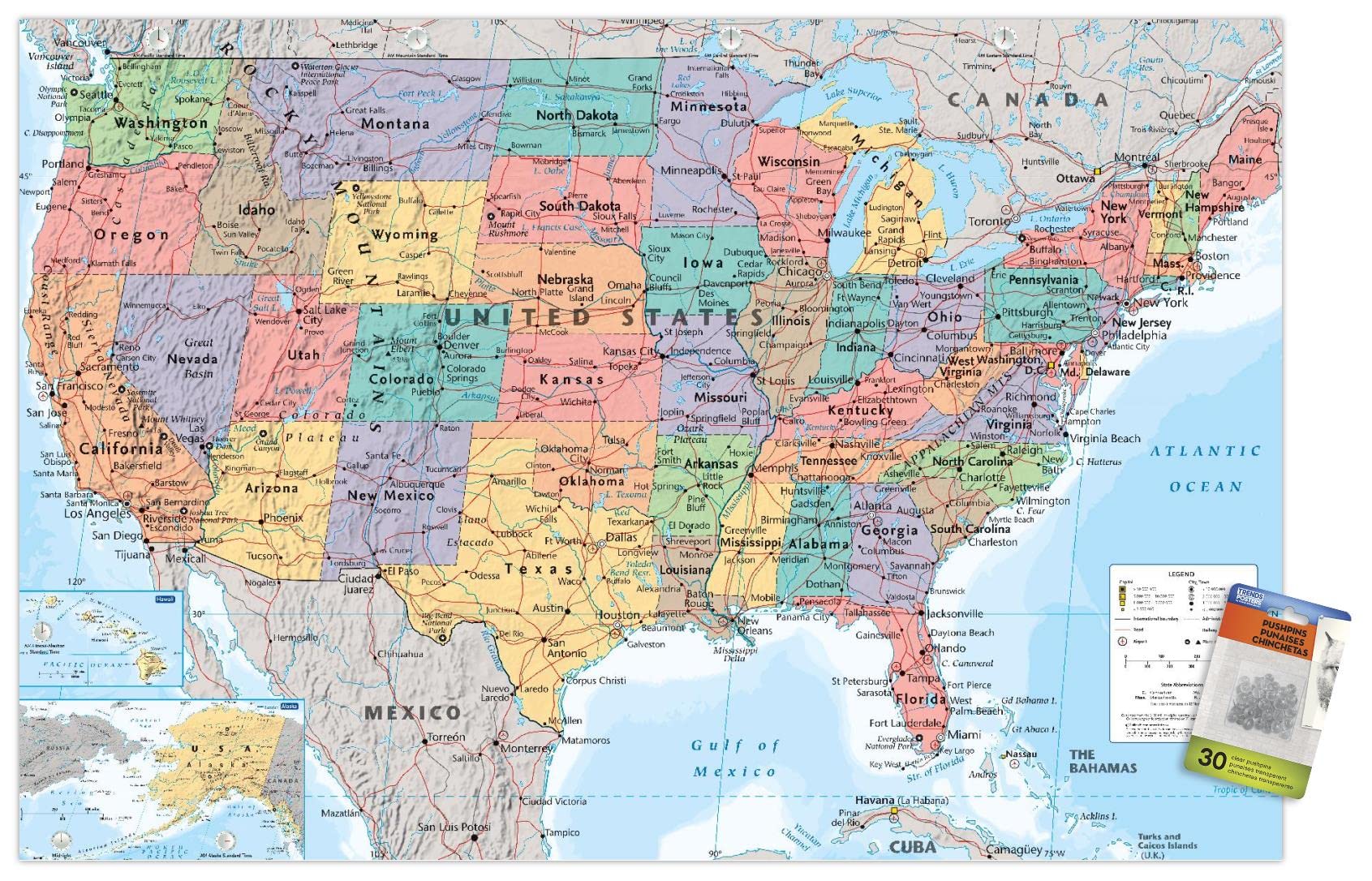 Amazon.com: Trends International USA Map 2023 Wall Poster, 22.375" x 34 ...