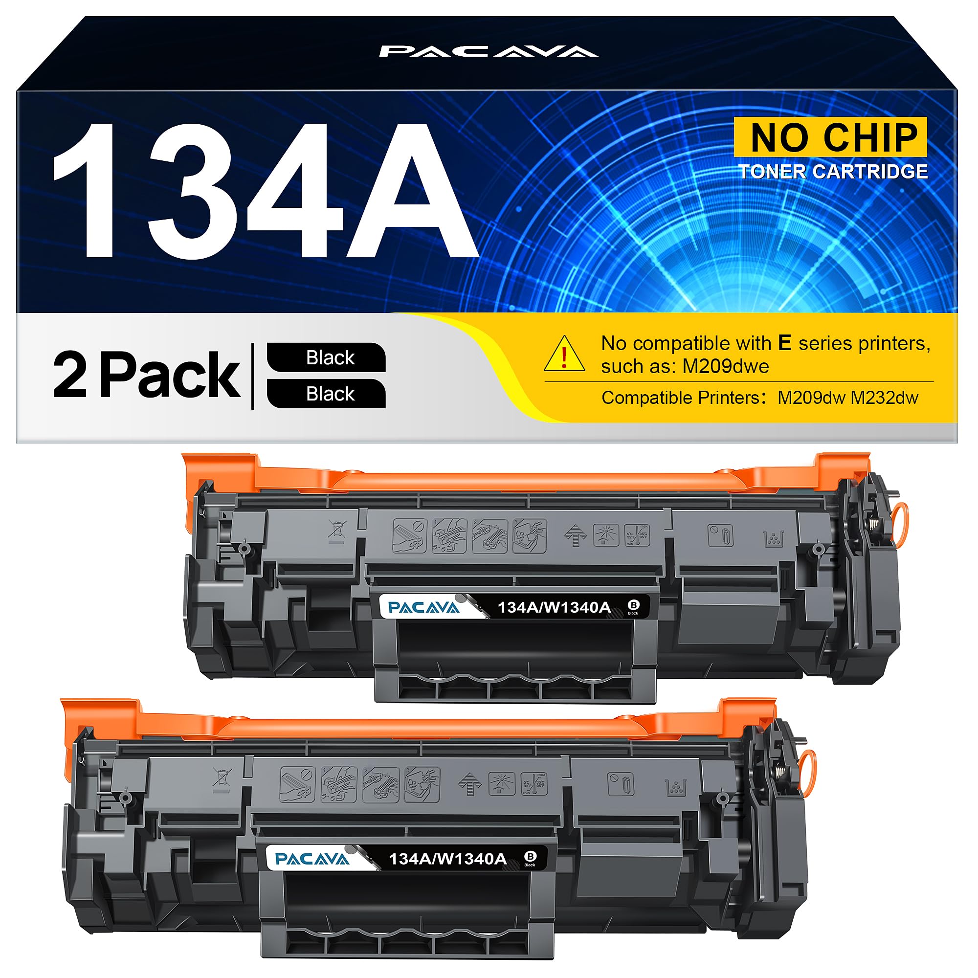 Amazon.com: 134A Black Toner Cartridge (No Chip) Compatible Replacement ...