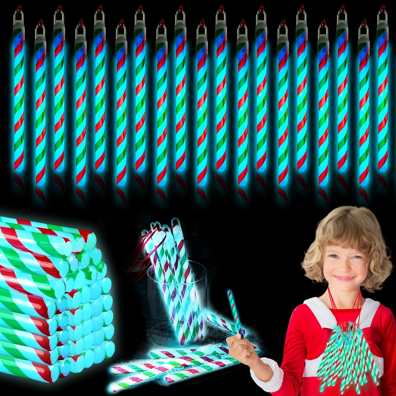 Amazon.com: Meooeck 100 Pcs Christmas Glow Sticks Bulk 6" Light up ...