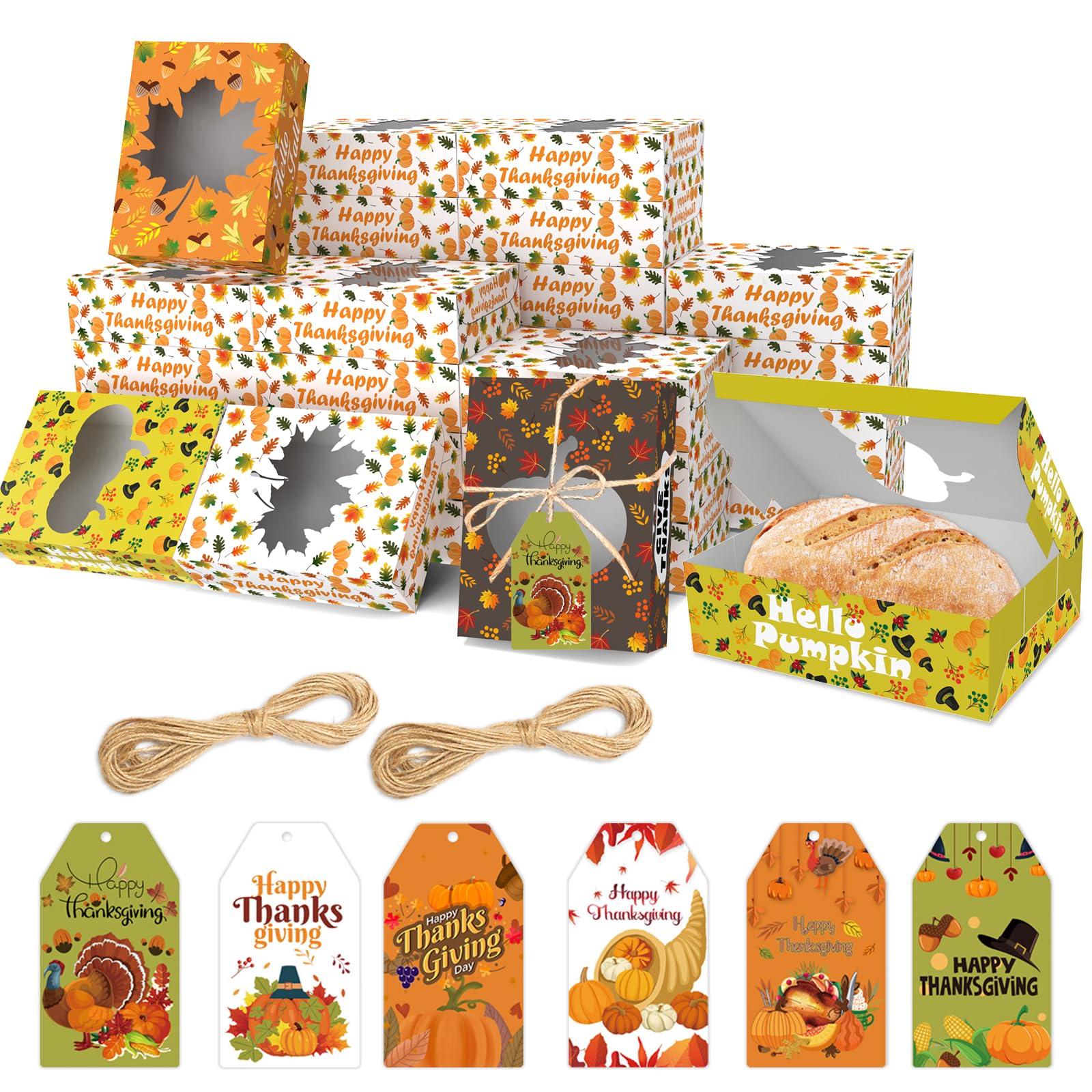 Amazon.com: TeeFity 36 Pcs Thanksgiving Bakery Boxes with Window ...