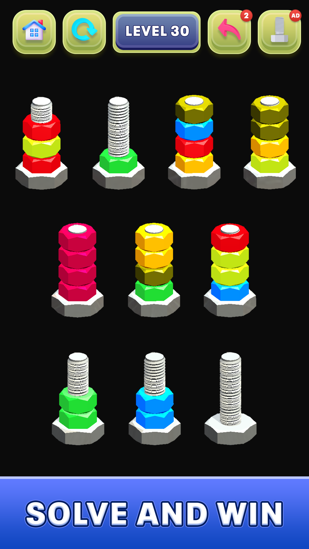 Nut Master: Nuts and Bolts. Solve tricky Bolts Sort challenges, master ...