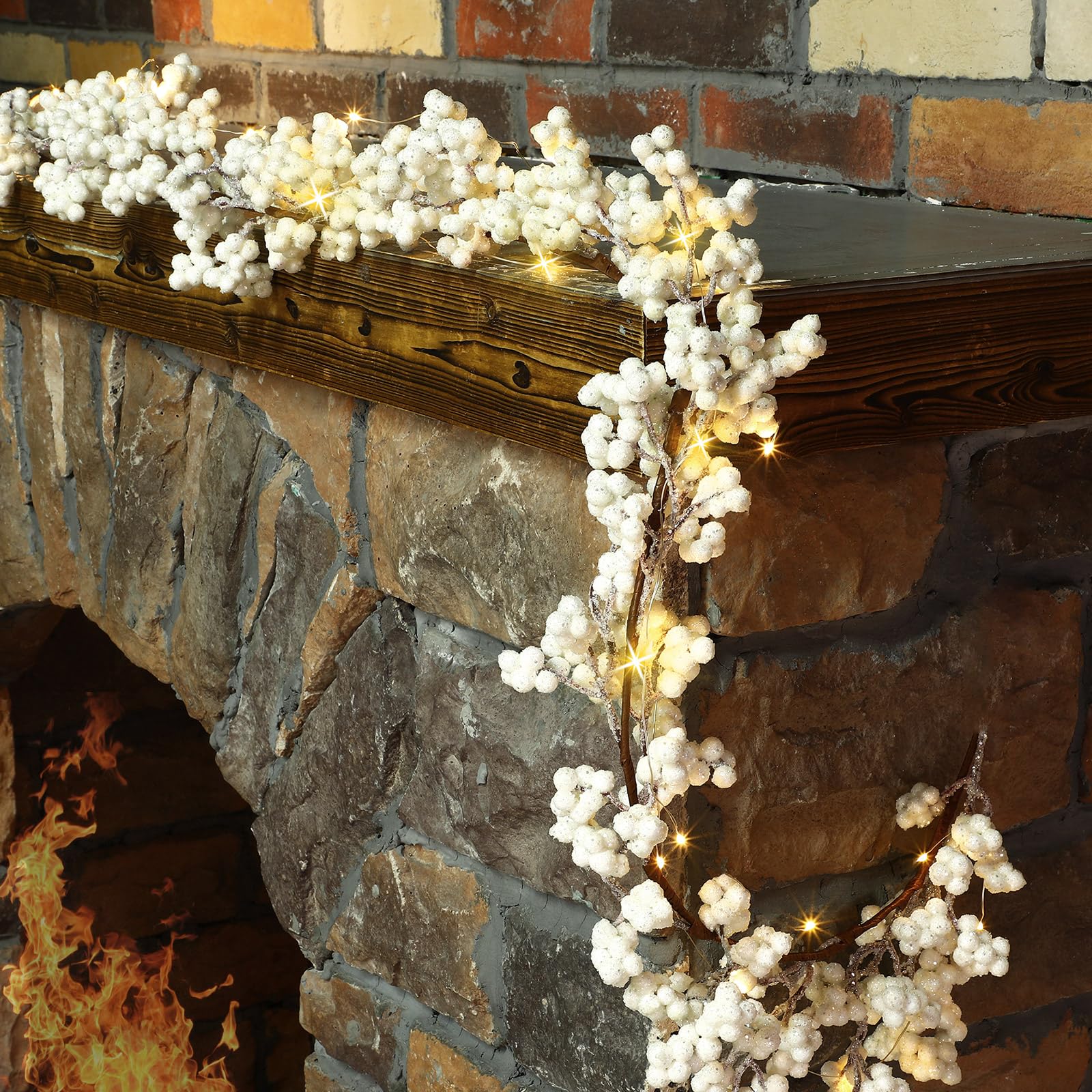 Amazon.com: Syhood Winter Garland Glitter Berry String Garland 6 ft ...