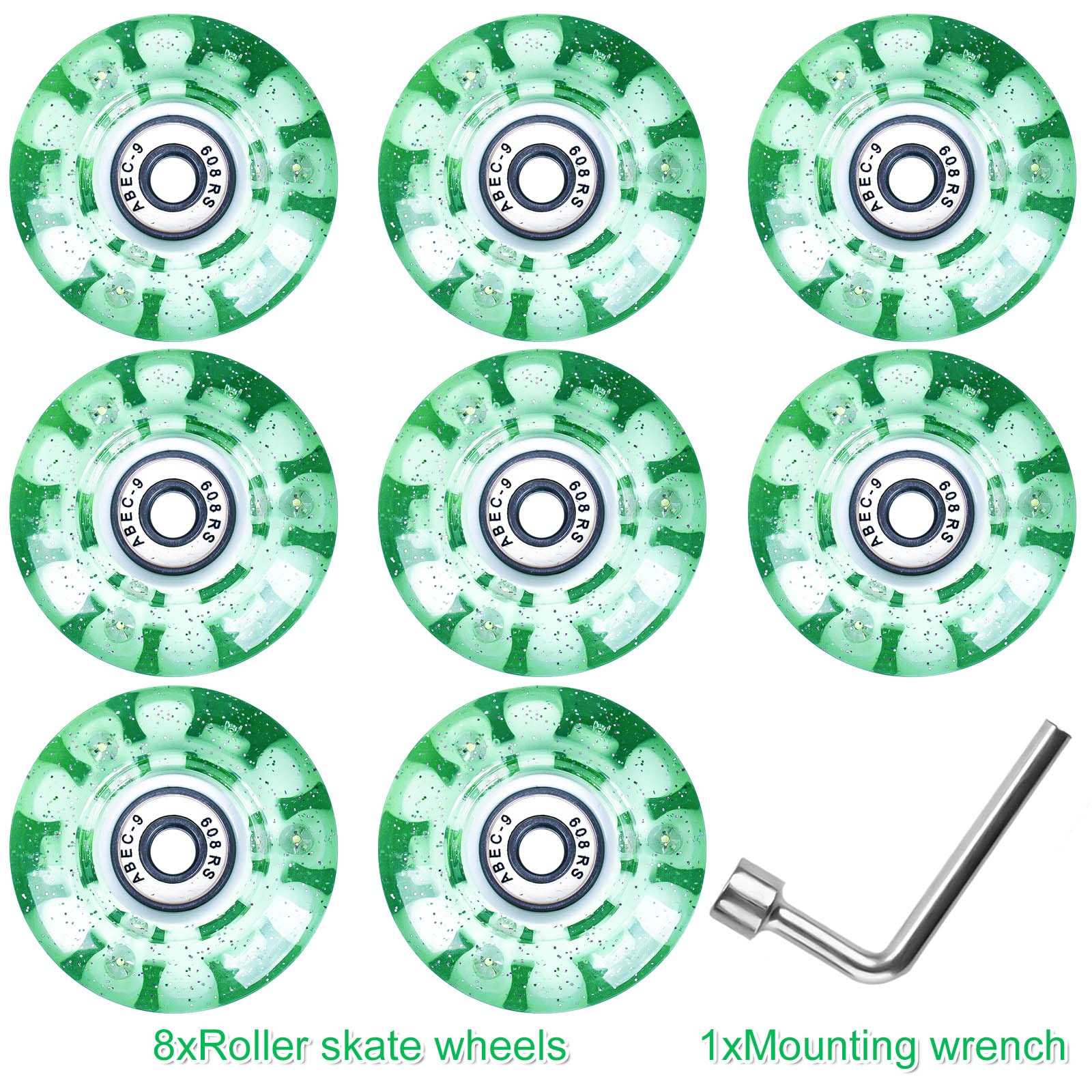 Snapklik.com : Nezylaf Light Up Roller Skate Wheels 8 Pack, 78A ...