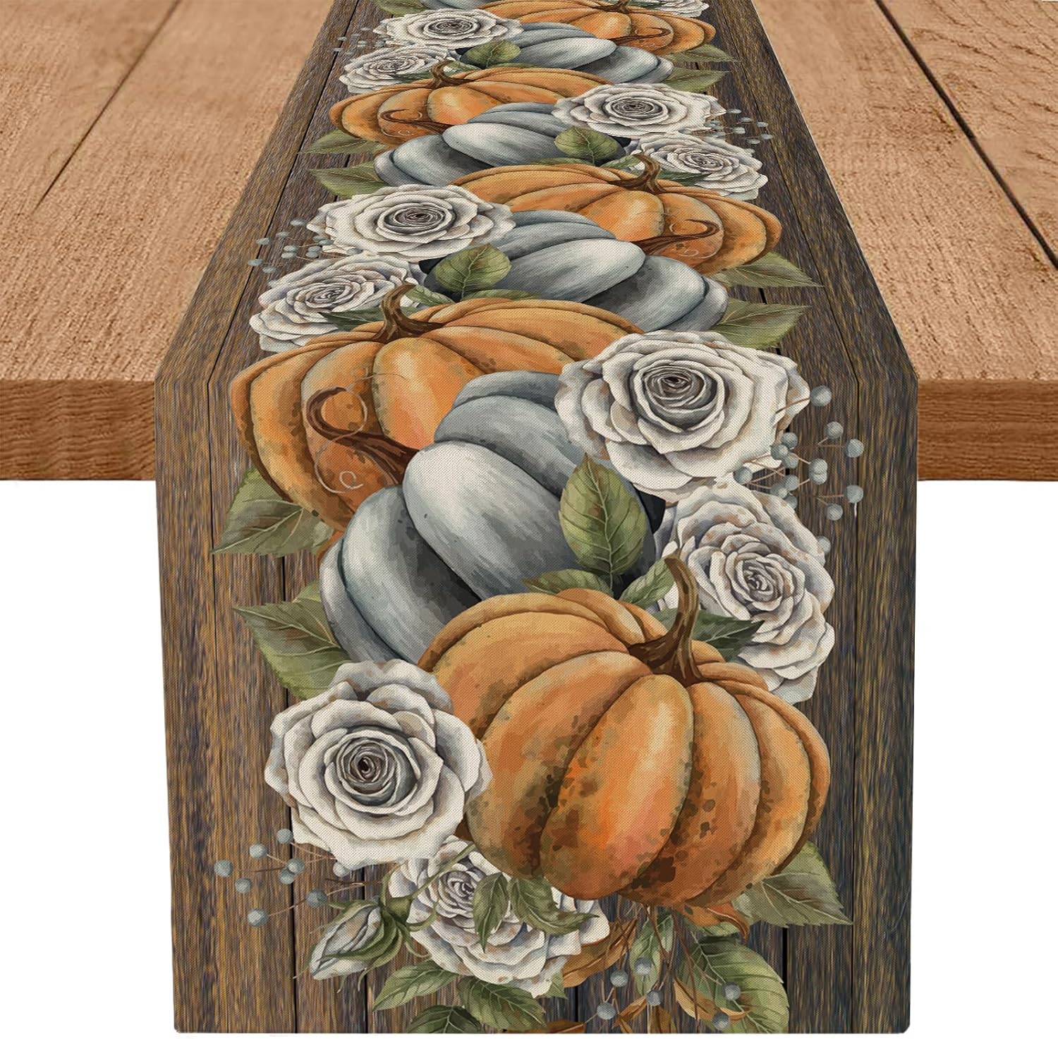 Amazon.com: GPGHE Fall Table Runner Vintage Pumpkin Table Runners ...