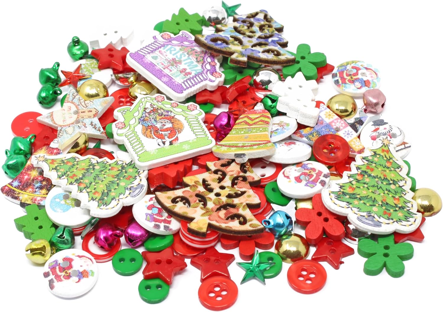150 Mix Christmas Resin & Wood Xmas Buttons Flatbacks Craft Cardmaking ...