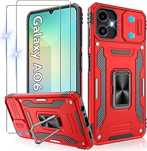 Amazon.com: Gritup for Samsung Galaxy-A06 Case with Slide Camera Cover + [HD Screen Protector×2 ...