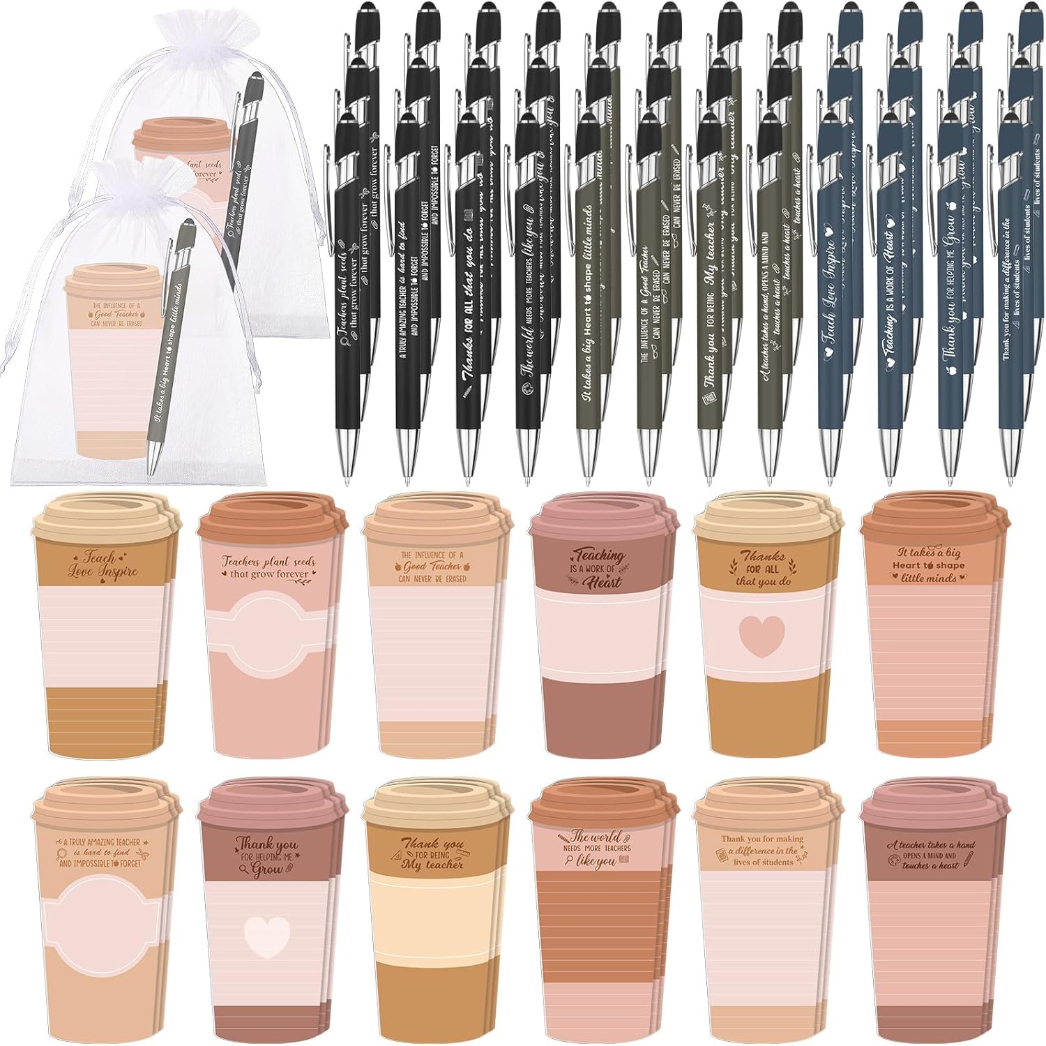 Amazon.com: Cholemy 36 Sets Thank You Coffee Cup Sticky Notes and Pens ...