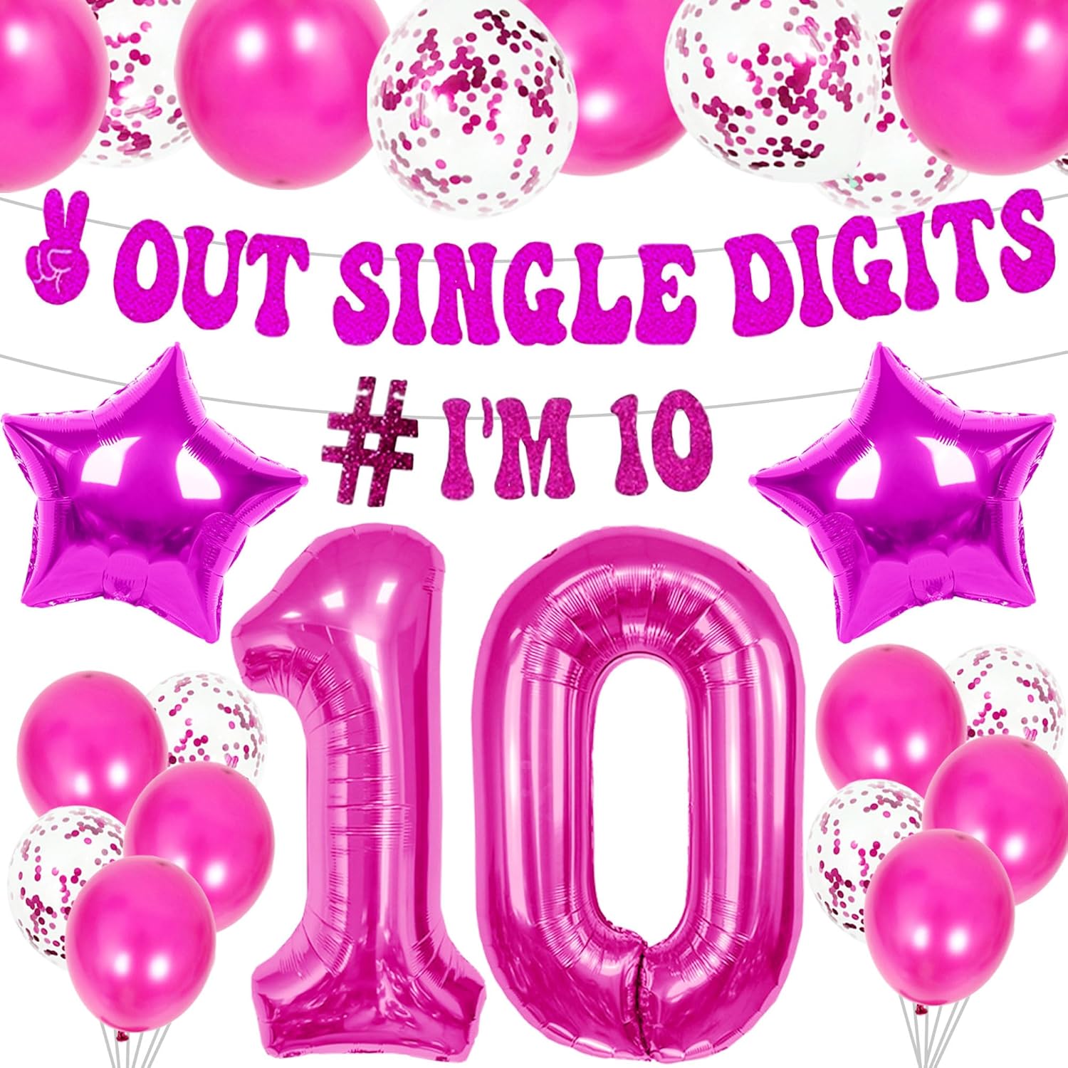 Amazon.com: JeVenis Hot Pink Peace Out Single Digits Party Decoration ...