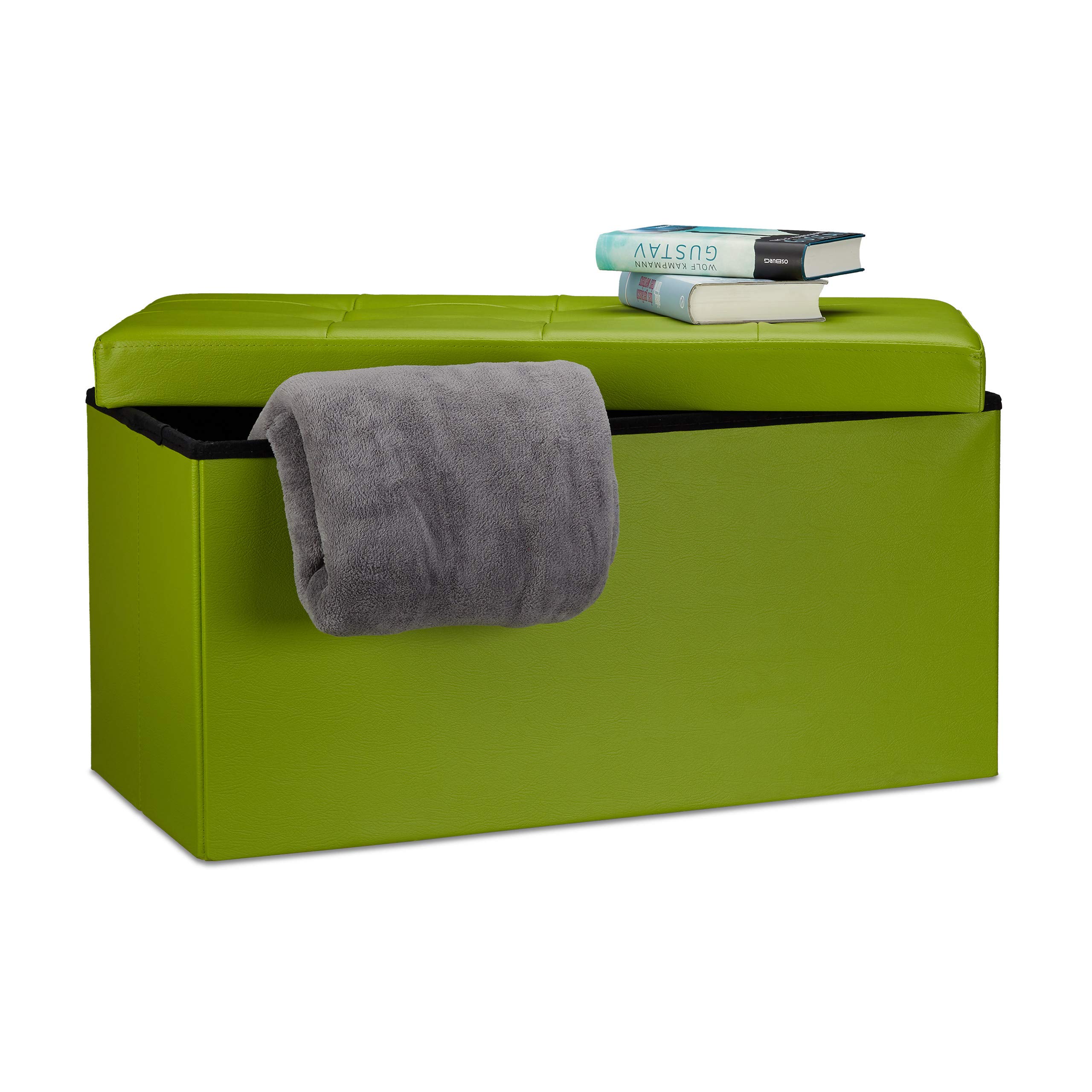 Relaxdays Folding Storage Bench, Faux Leather, 38 x 78 x 38 cm ...