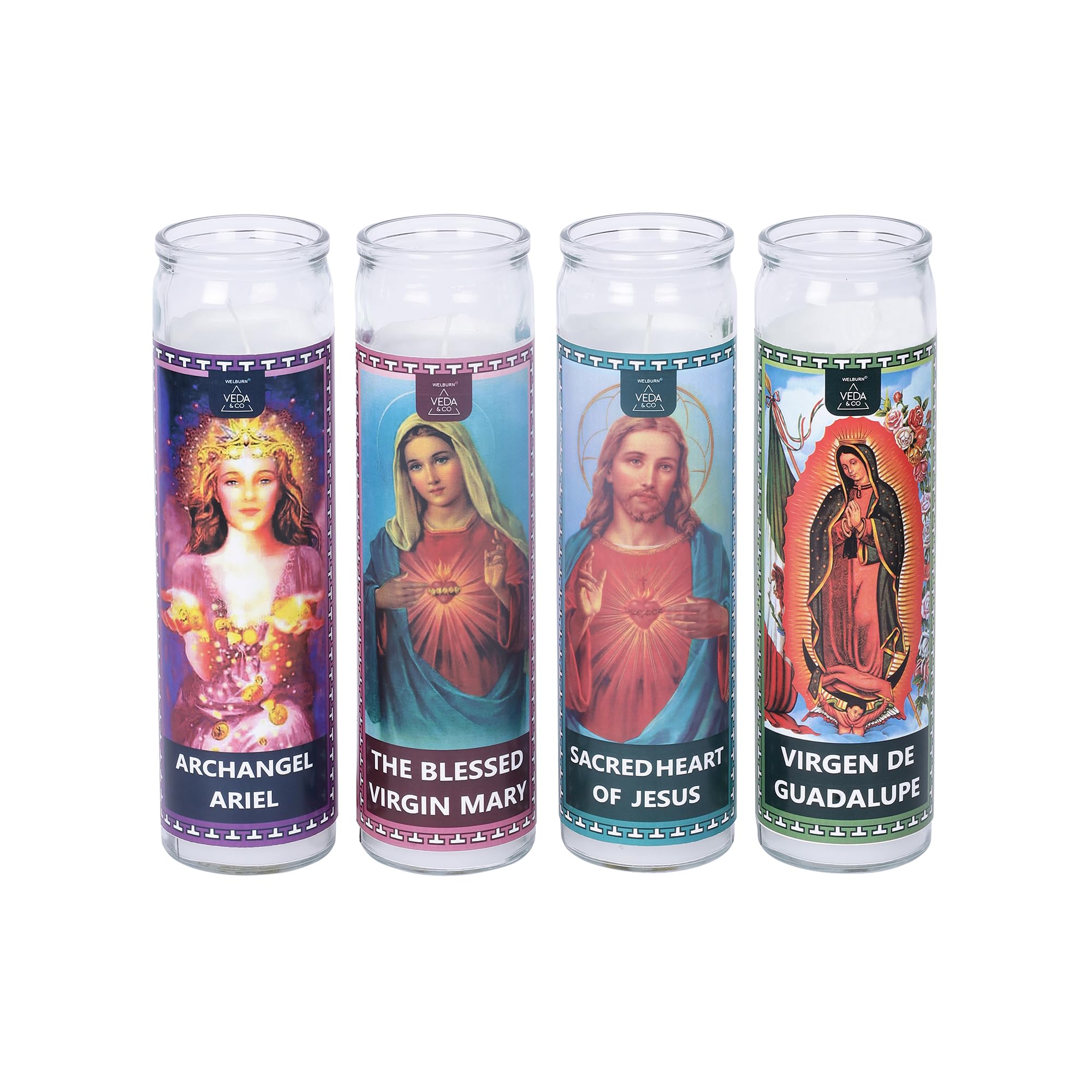 Amazon.com: Welburn Veda&Co™ Prayer Candles - Pack of 4, 90 Hours Burn ...