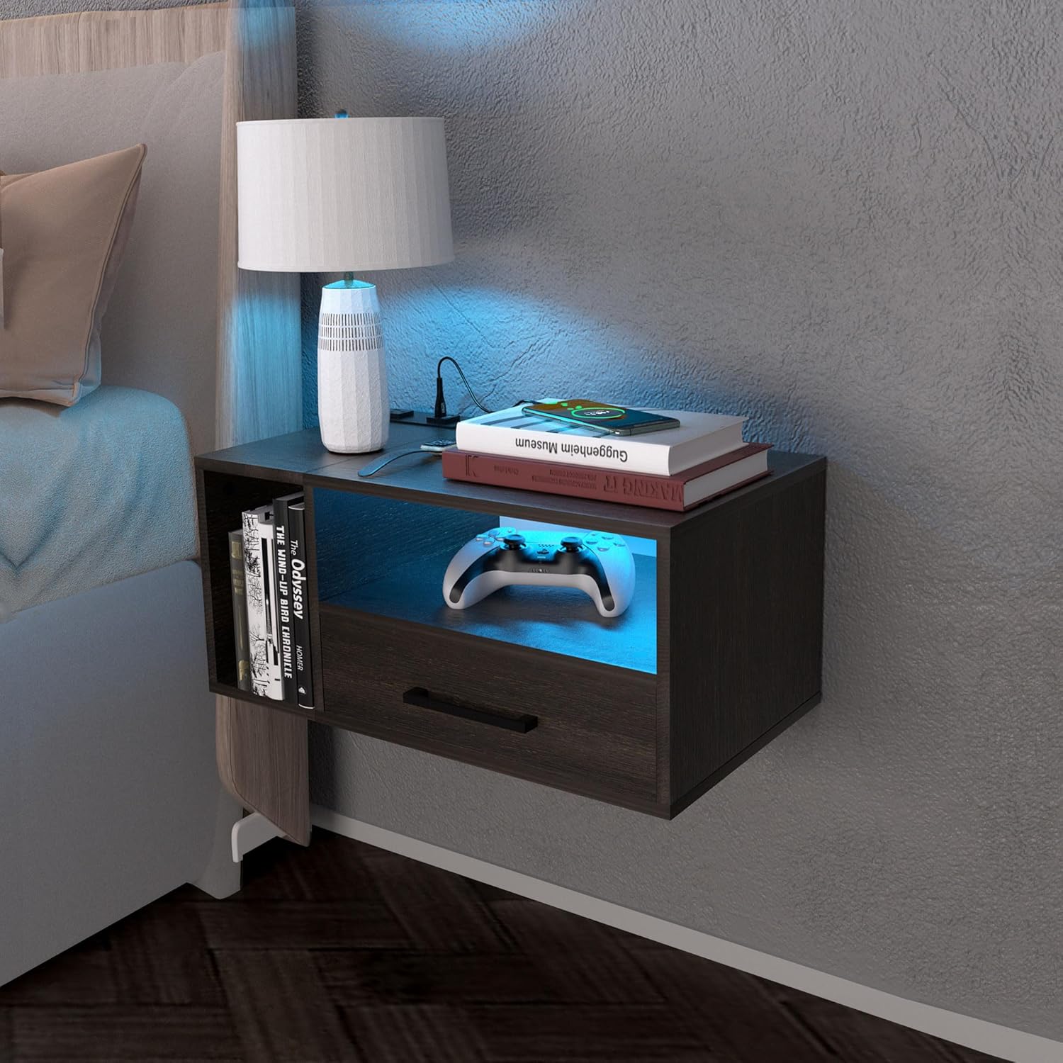 Amazon.com: Bloddream Floating Nightstand Table, 50, Walnut : Home ...