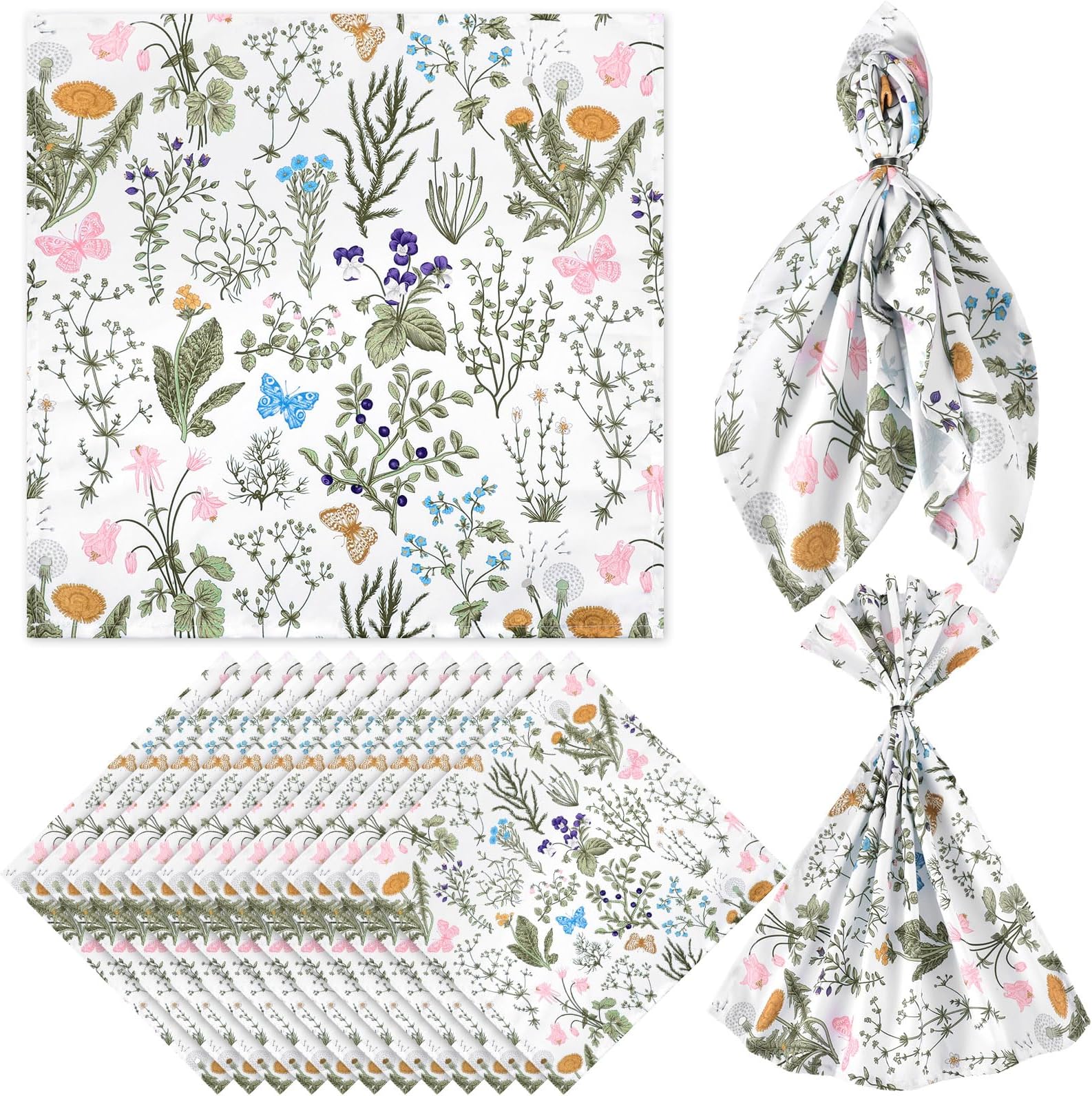 Amazon.com: Pink Floral Cloth Napkins 20 X 20 Inch, Table Dinner ...