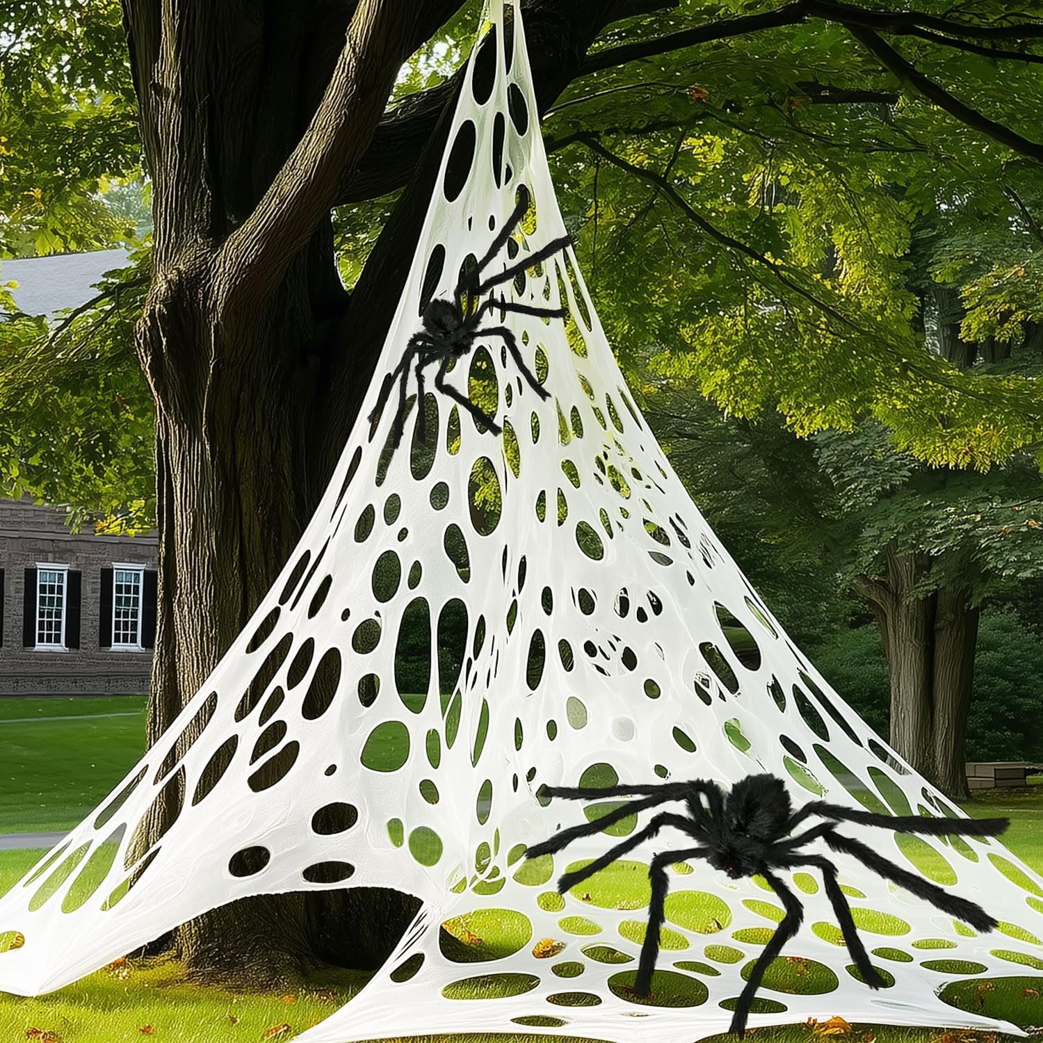 Amazon.com : 1000 Sqft Giant Spider Web Halloween, Stretchy Spider Web ...