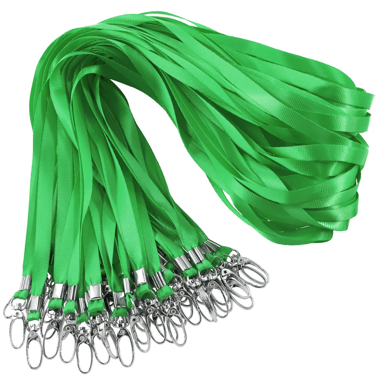 Tanstic 50Pcs Green Lanyards Kit, Flat Lanyard Bulk with Swivel Hook ...