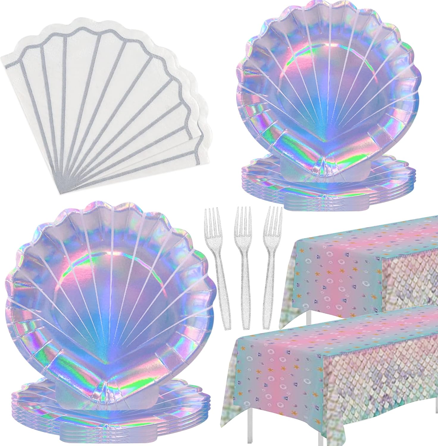 Amazon.com: HIPVVILD Mermaid Birthday Decorations Tableware - Mermaid ...