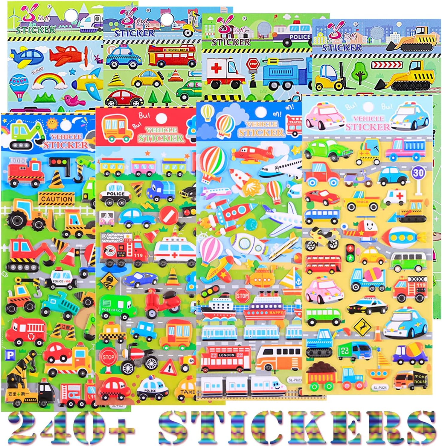 Amazon.com: 8 pcs 3D Puffy Car Stickers, CNYMANY 240+ Construction ...