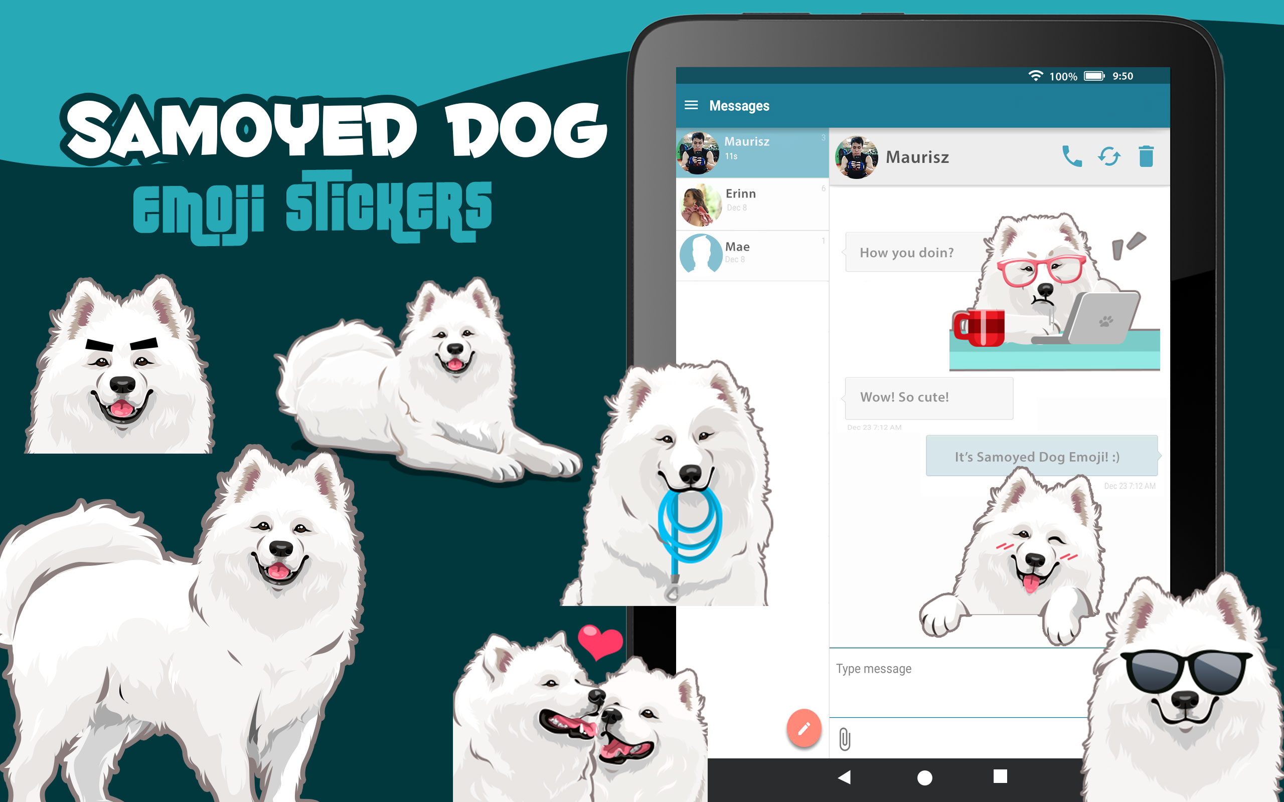 Samoyed Dog Sticker Emojis - Gif Animated Keyboard App - App on Amazon ...